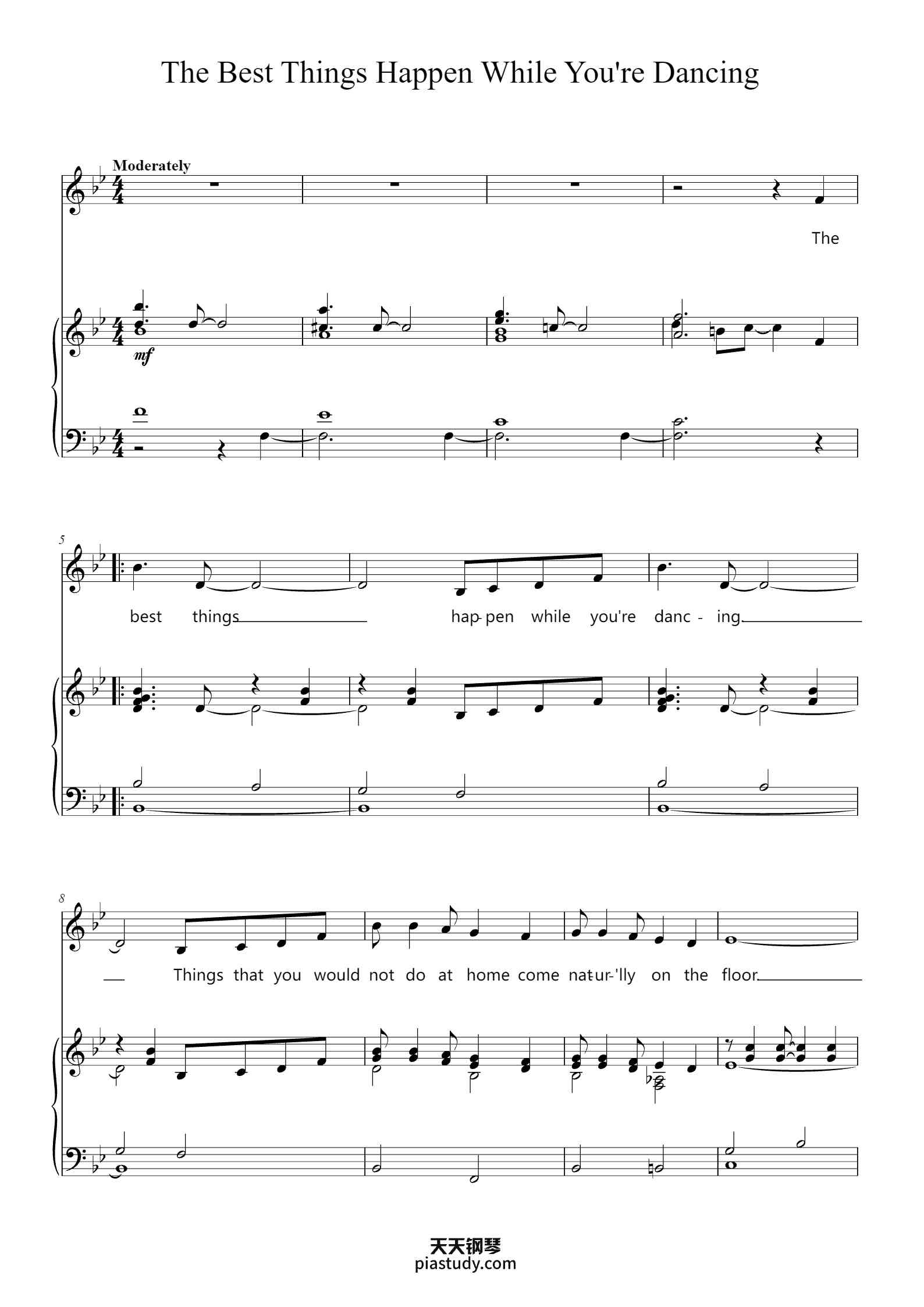 'The Best Things Happen While You're Dancing' - Piano Sheet Music By ...