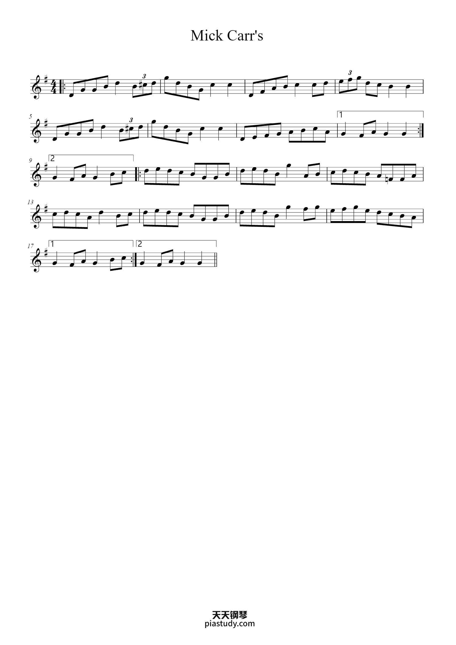 Mick Carr's钢琴谱 - Peter_94 - free piano sheet music - PiaNoproblem