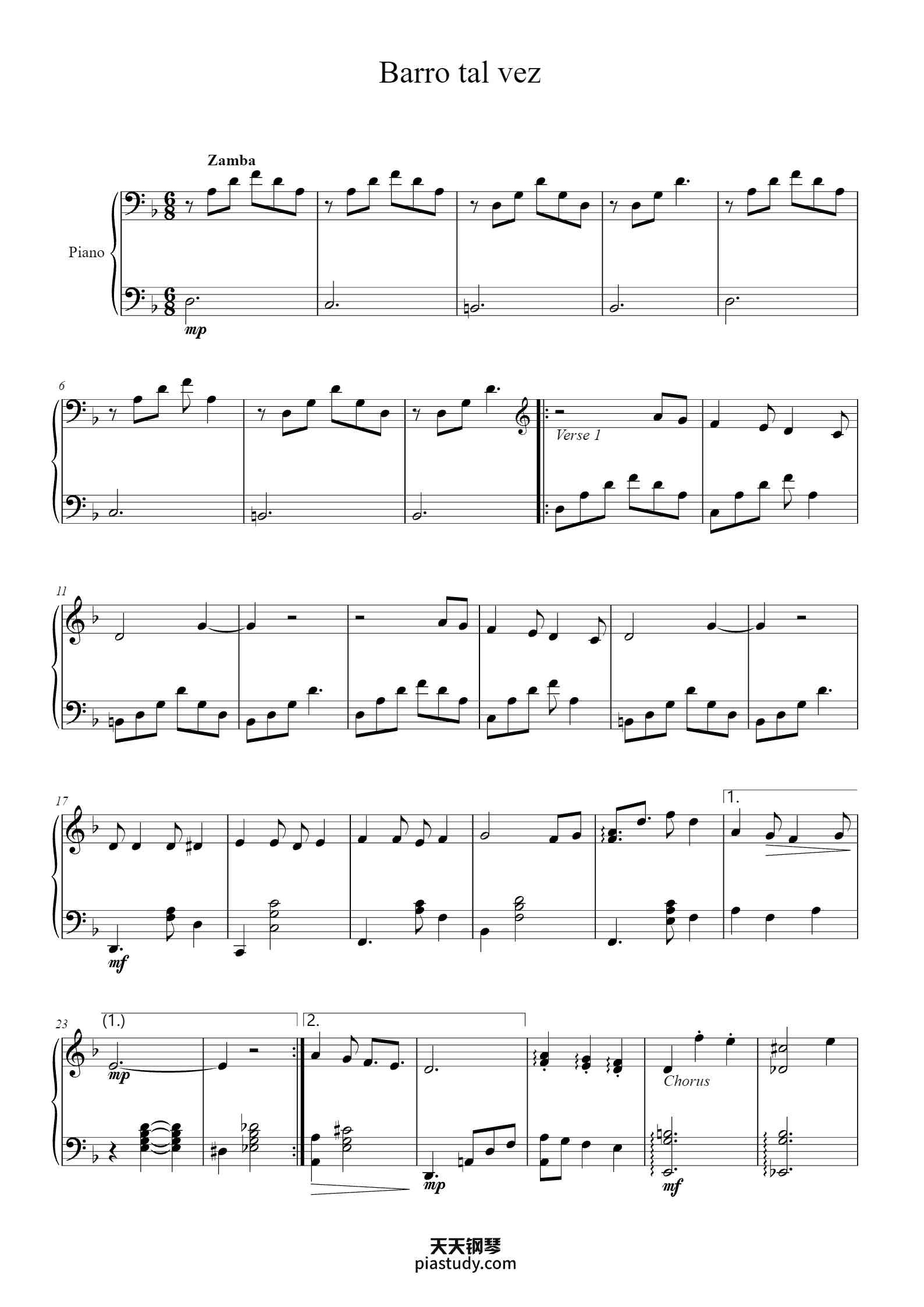 'Barro tal vez' - Piano Sheet Music By Luis Alberto Spinetta | TOPiano