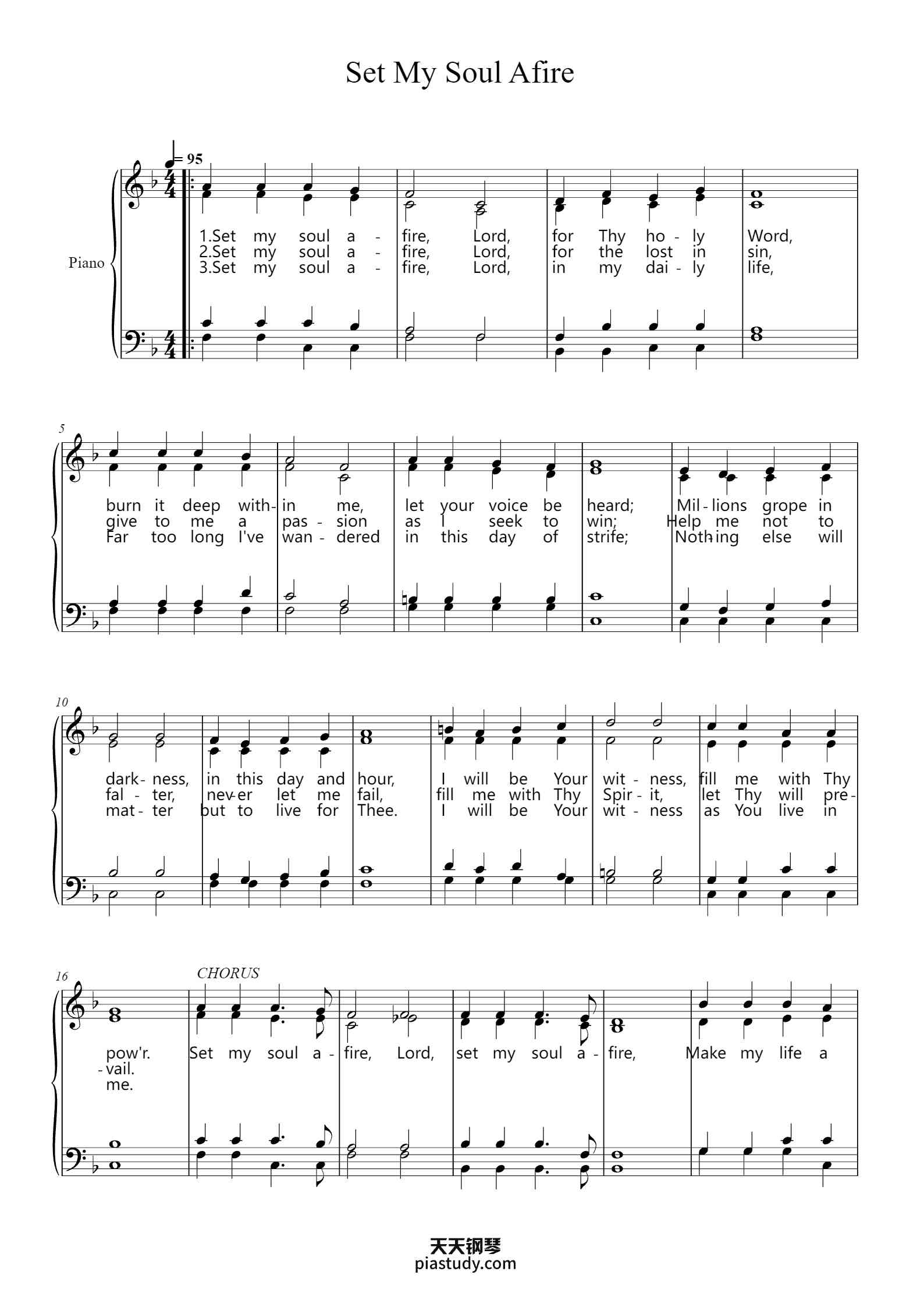 Set My Soul Afire钢琴谱 - Gene Bartlett - free piano sheet music ...