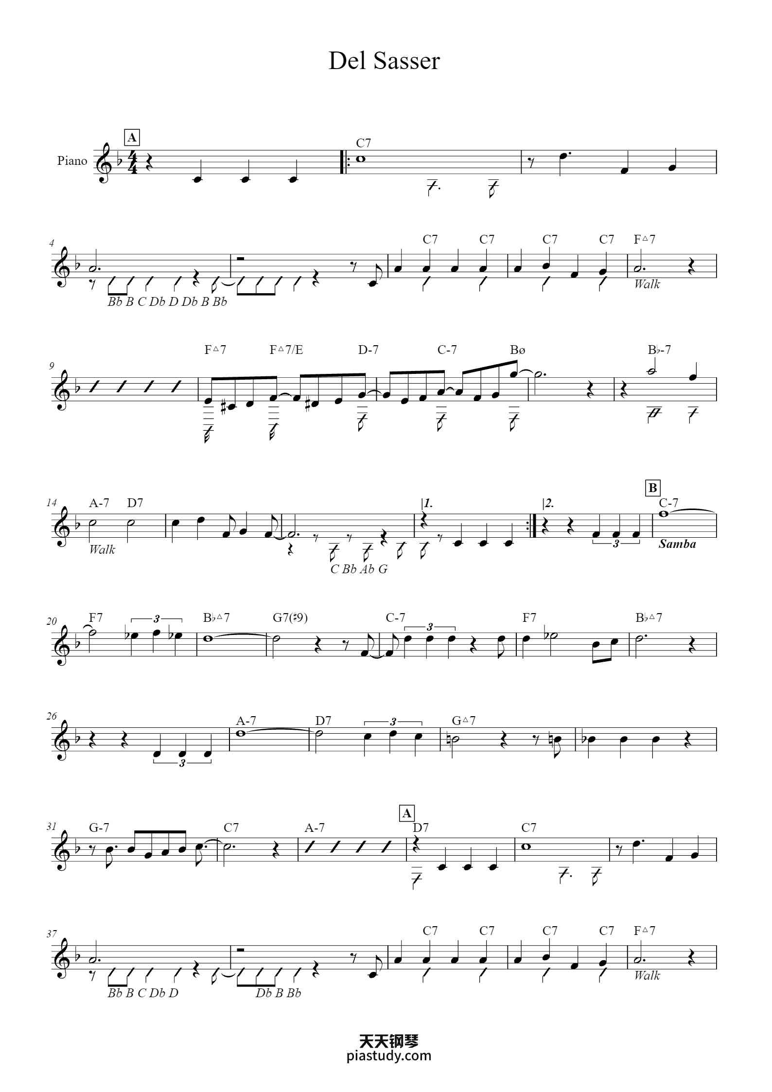 'Del Sasser' - Piano Sheet Music By Composer | TOPiano