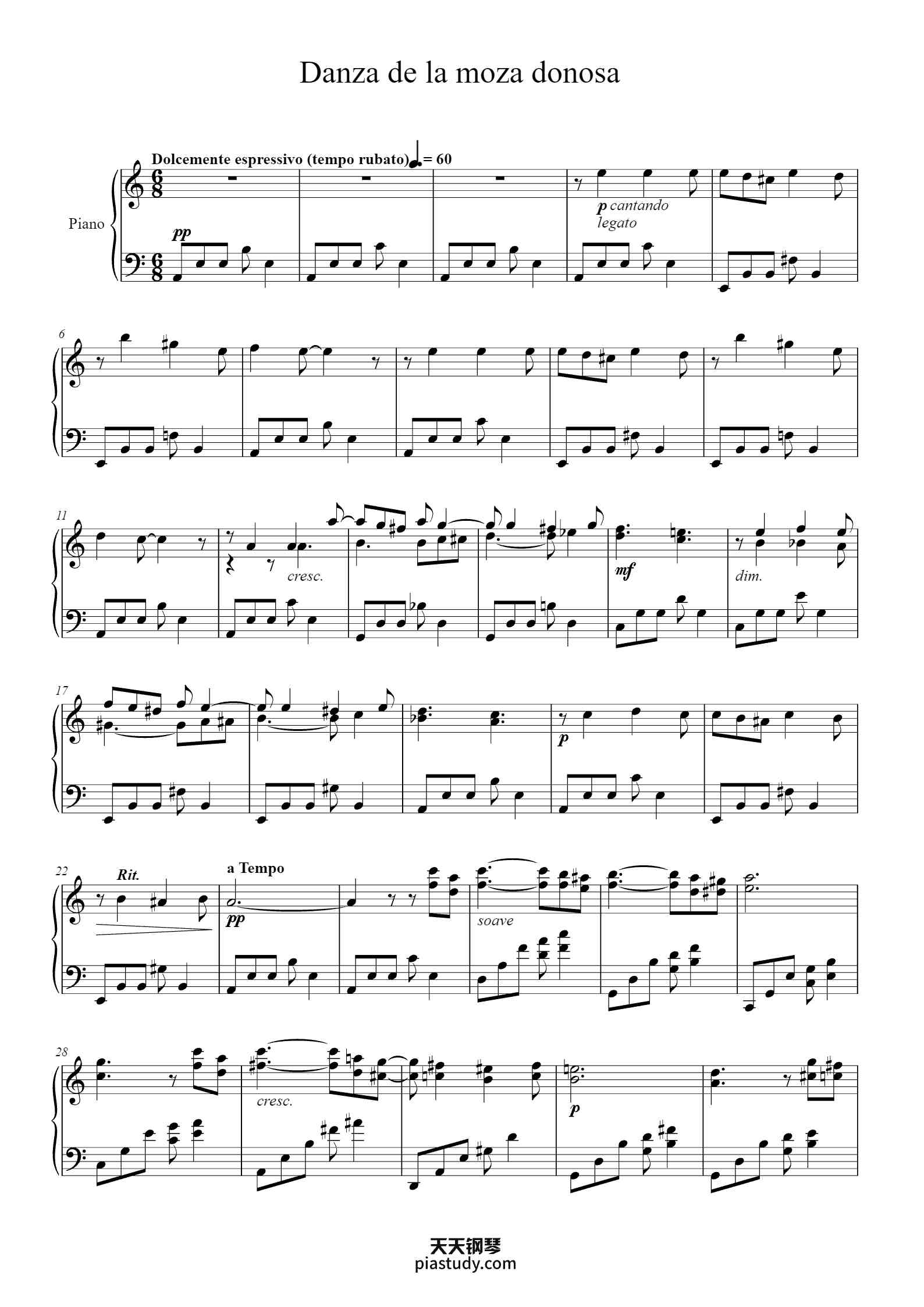 'Danzas Argentinas no. 2, "Danza de la moza donosa"' - Beginner Piano ...