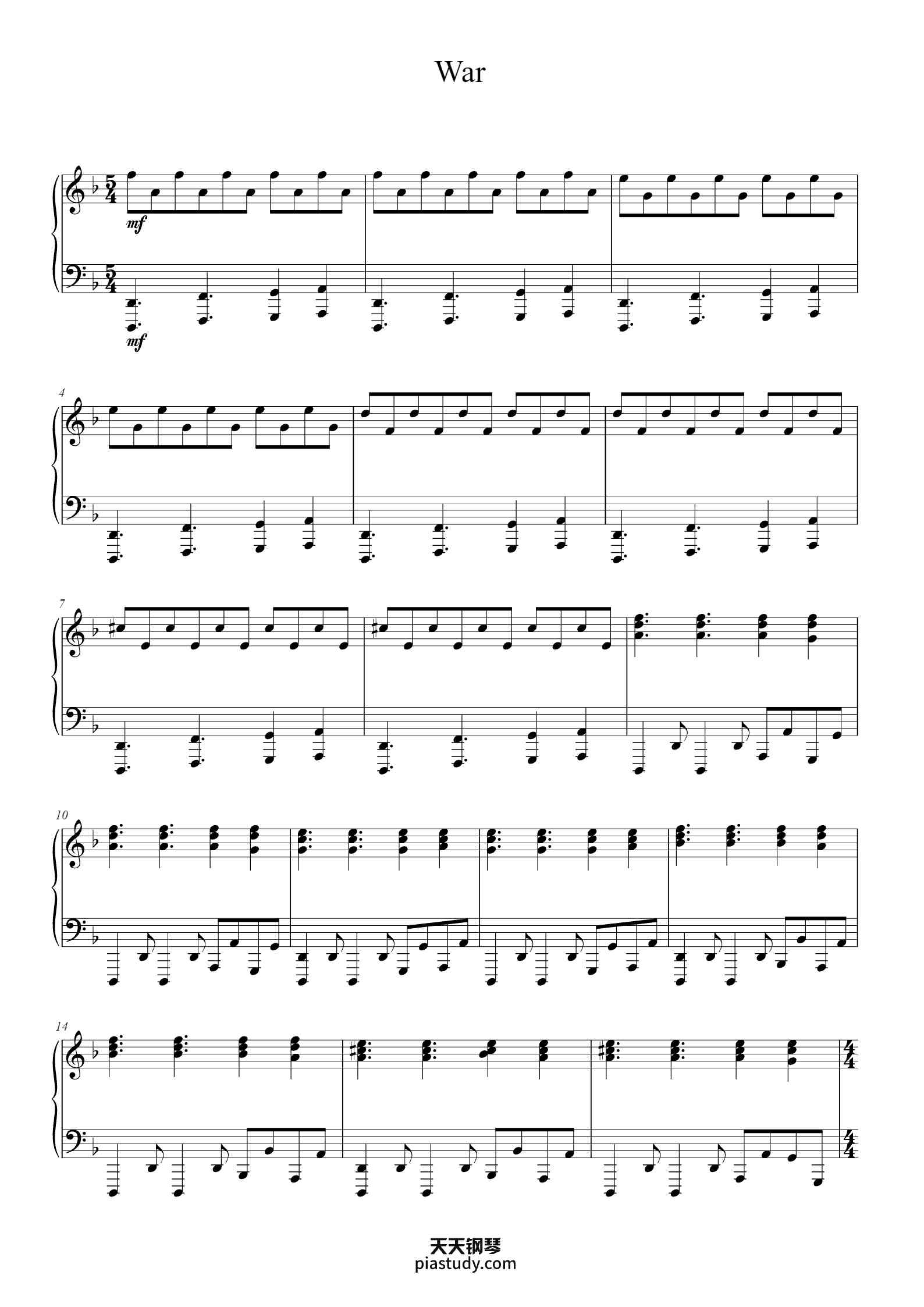 'War' - Piano Sheet Music By Alexander Bohn | TOPiano
