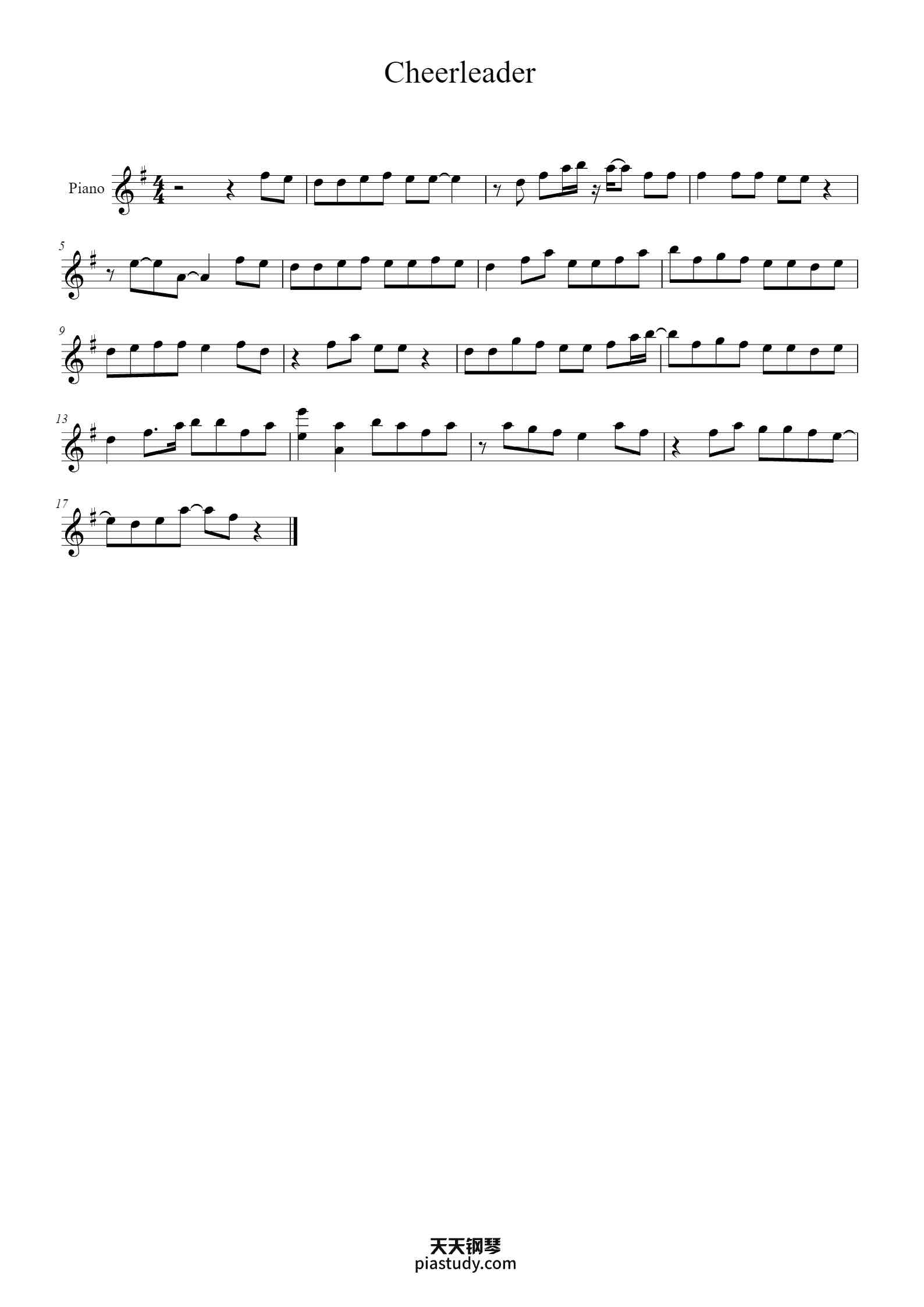 'Cheerleader' - Piano Sheet Music By Ian Wolfe | TOPiano
