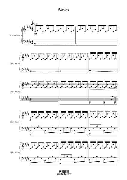 'Waves' - Piano Sheet Music By Arr.: Dave | TOPiano