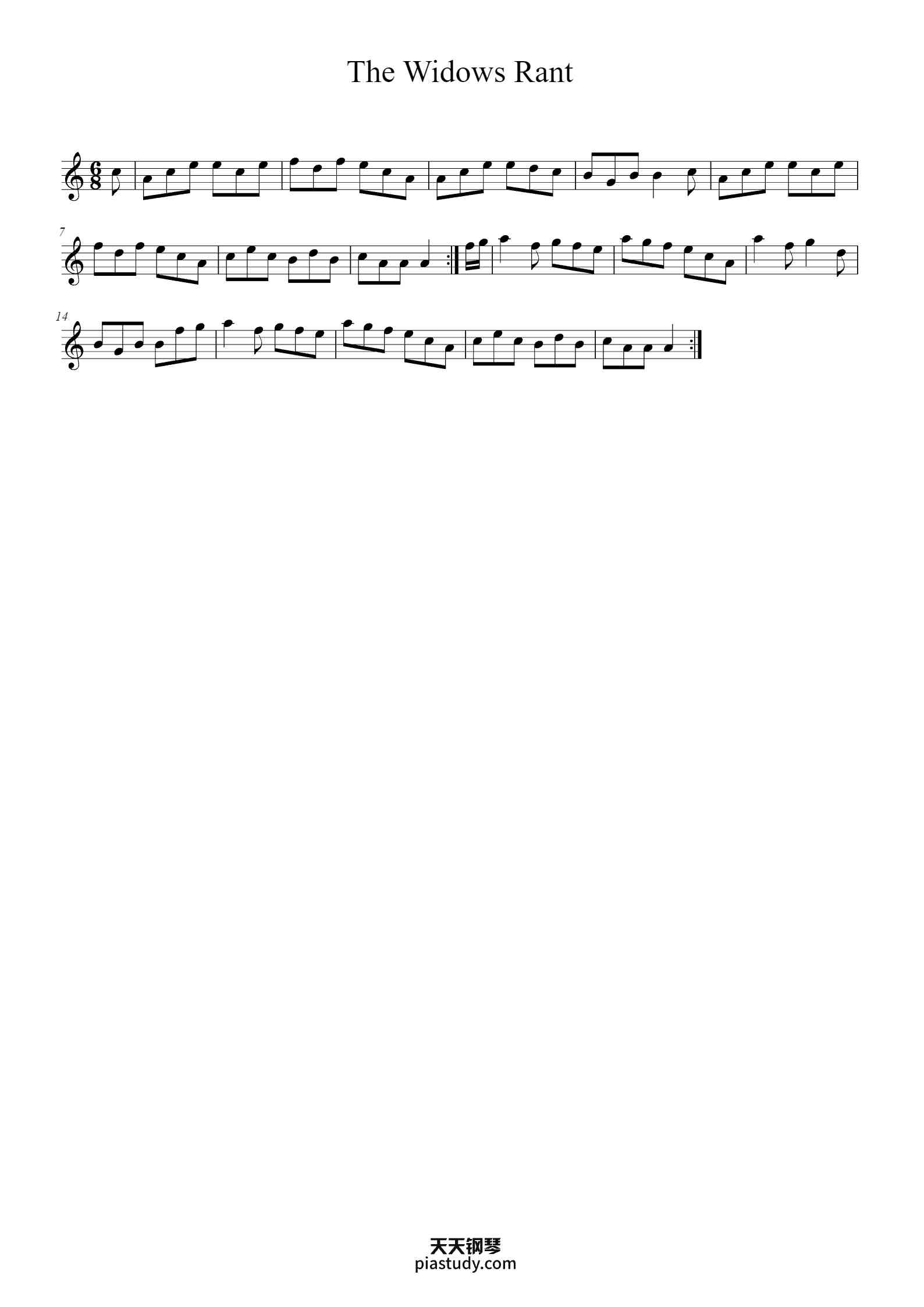 The Widows Rant钢琴谱 - Kristin Morton - free piano sheet music - PiaNoproblem
