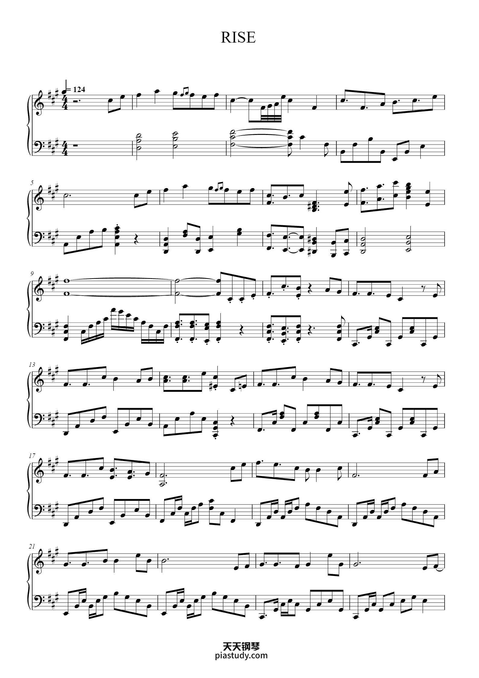 'RISE' - Piano Sheet Music By RlSE Zhao Lei | TOPiano