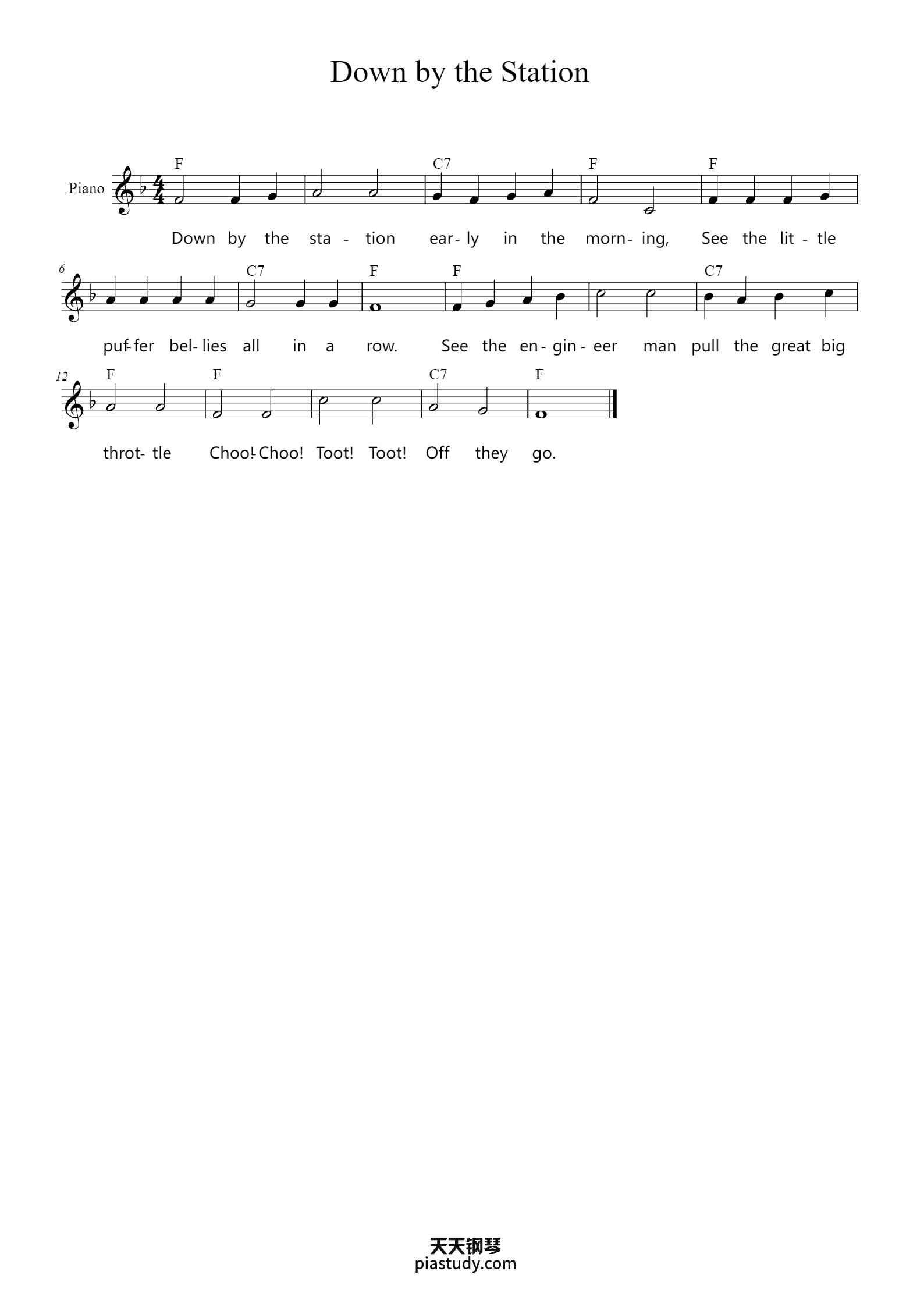 Down by the Station钢琴谱 - Misc tunes - free piano sheet music - PiaNoproblem