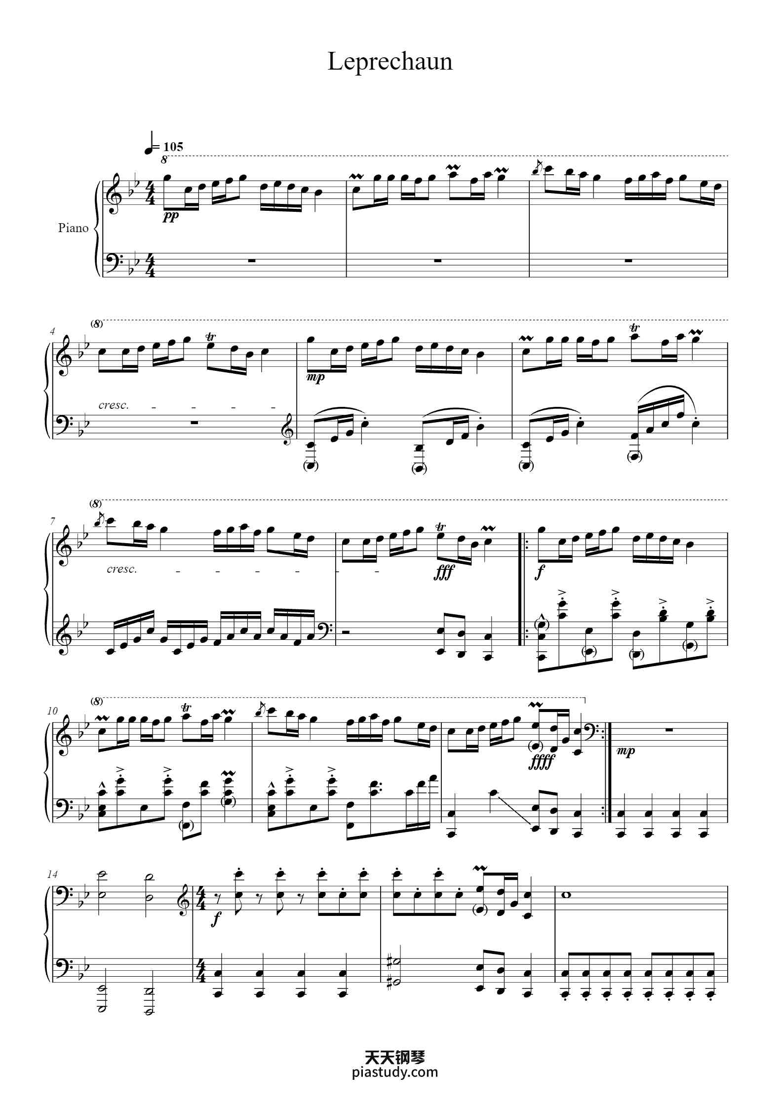 Leprechaun钢琴谱 - Thaehan - free piano sheet music - PiaNoproblem