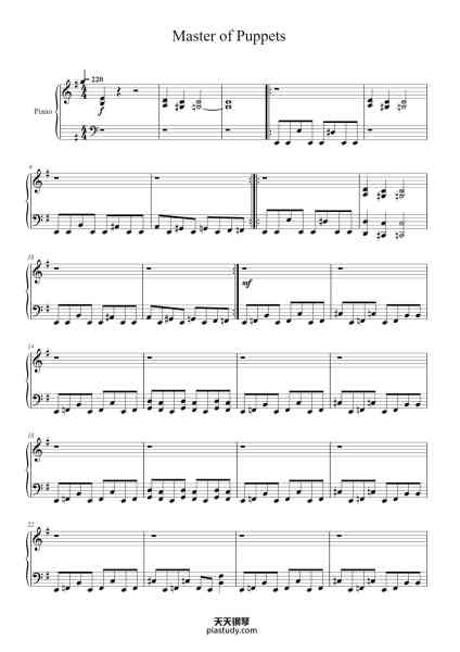 'Master of Puppets - Metallica' - Piano Sheet Music By Metallica | TOPiano