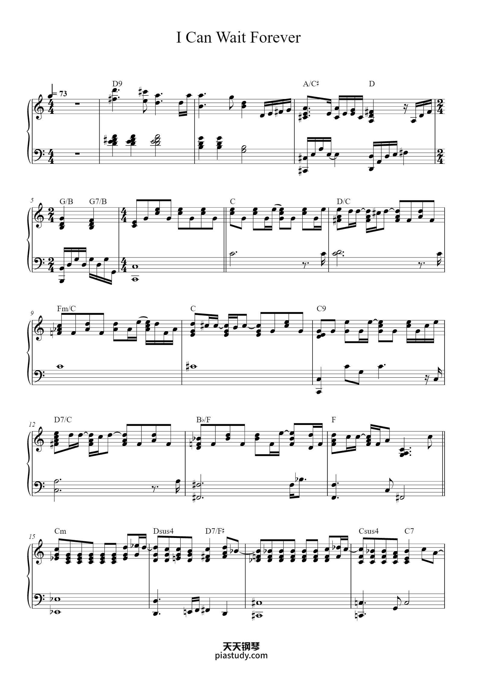 'I Can Wait Forever' - Piano Sheet Music By Air Supply;David Foster ...