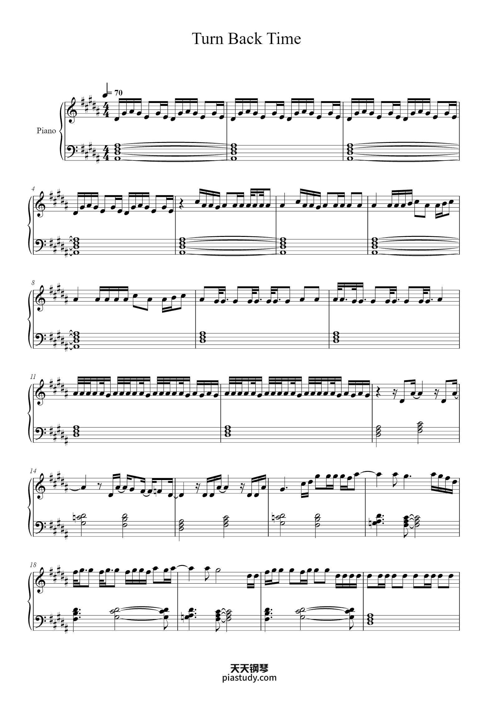 'Turn Back Time' - Piano Sheet Music By WayV (威神V) | TOPiano