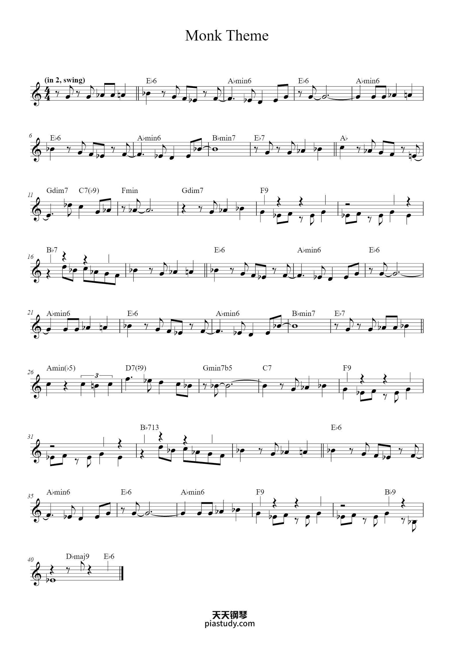 'Monk Theme' - Piano Sheet Music By Jeff Beal | TOPiano