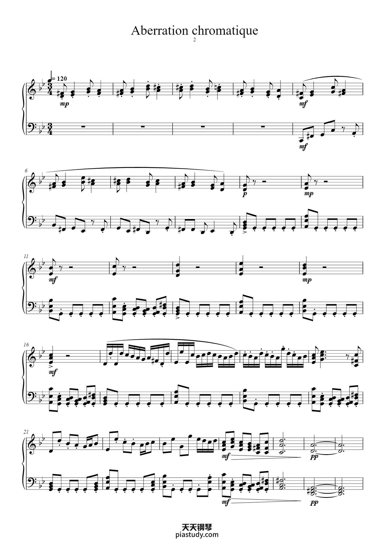 'Aberration chromatique' - Piano Sheet Music By Pierre-Emmanuel Manteau ...