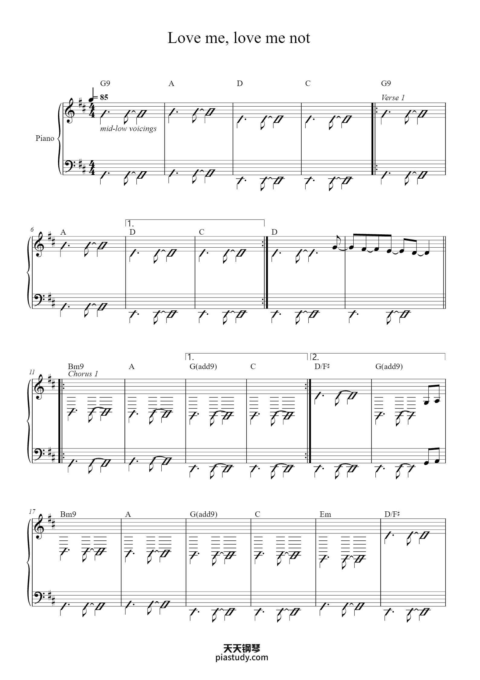 'Love me, love me not' - Piano Sheet Music By Joey Contreras | TOPiano