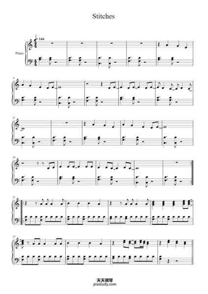 'Stitches' - Piano Sheet Music By Shawn Mendes | TOPiano