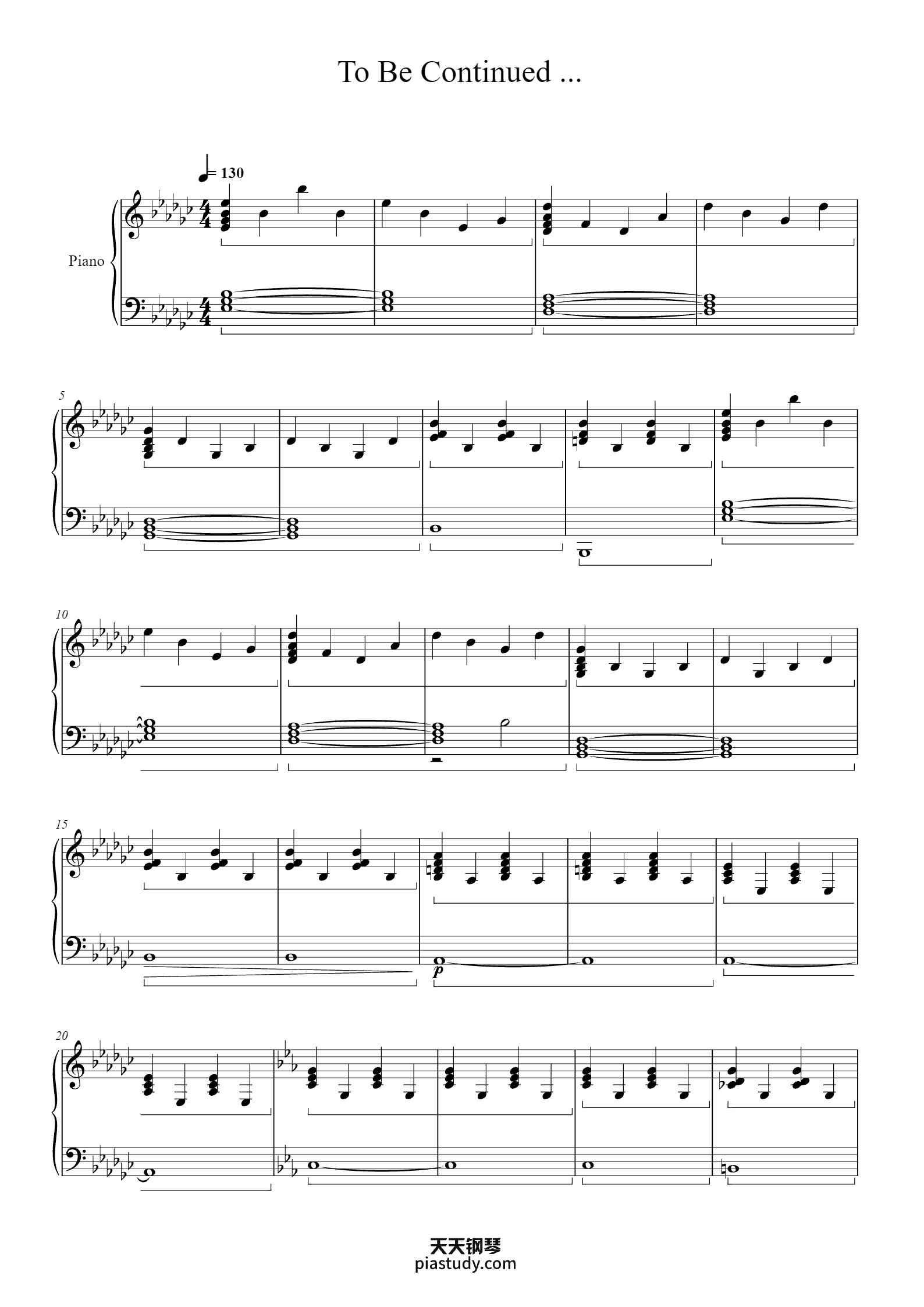 'To Be Continued ...' - Piano Sheet Music By Kill the Noise & Evan ...