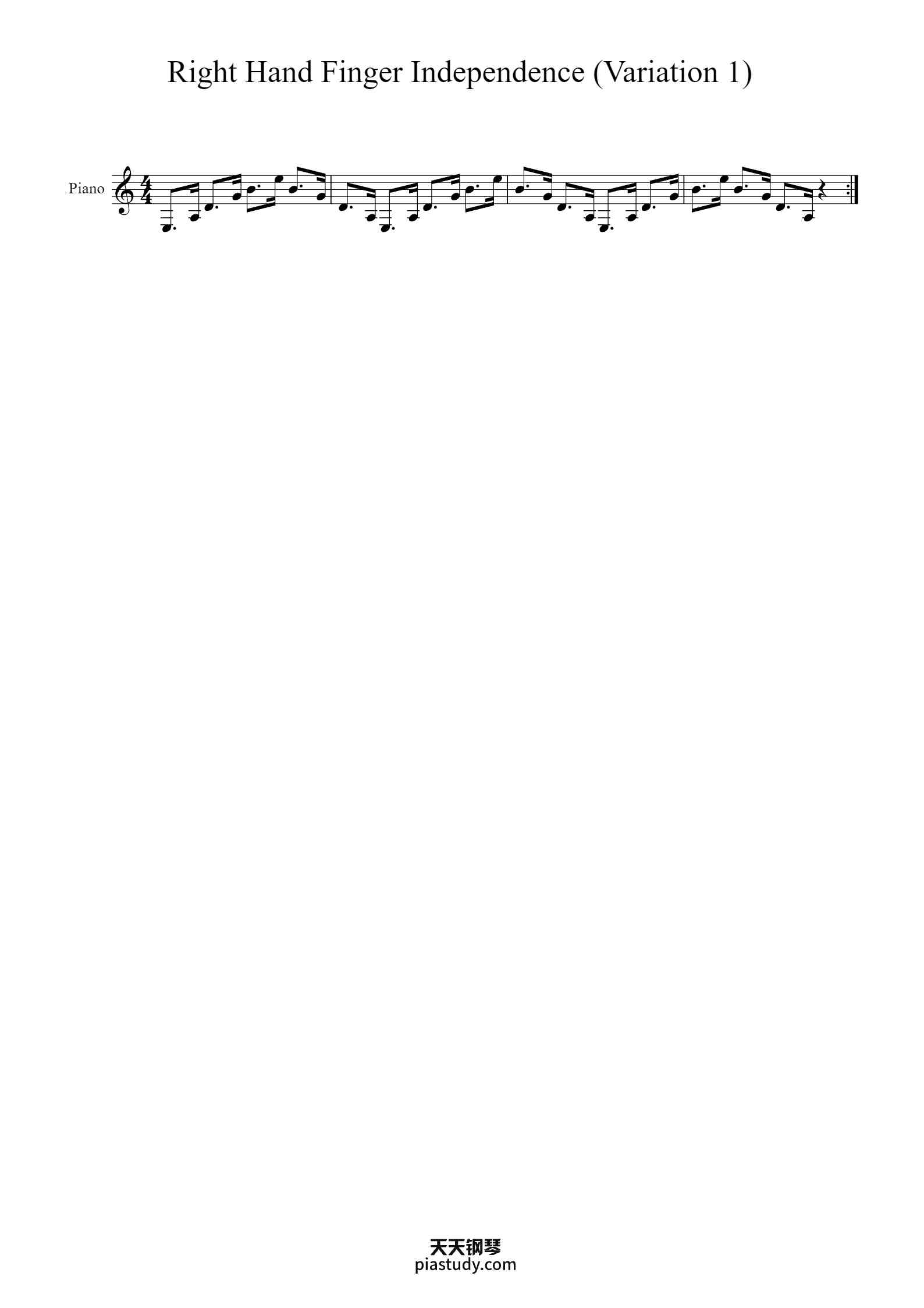 'Right Hand Finger Independence (Variation 1)' - Piano Sheet Music By ...