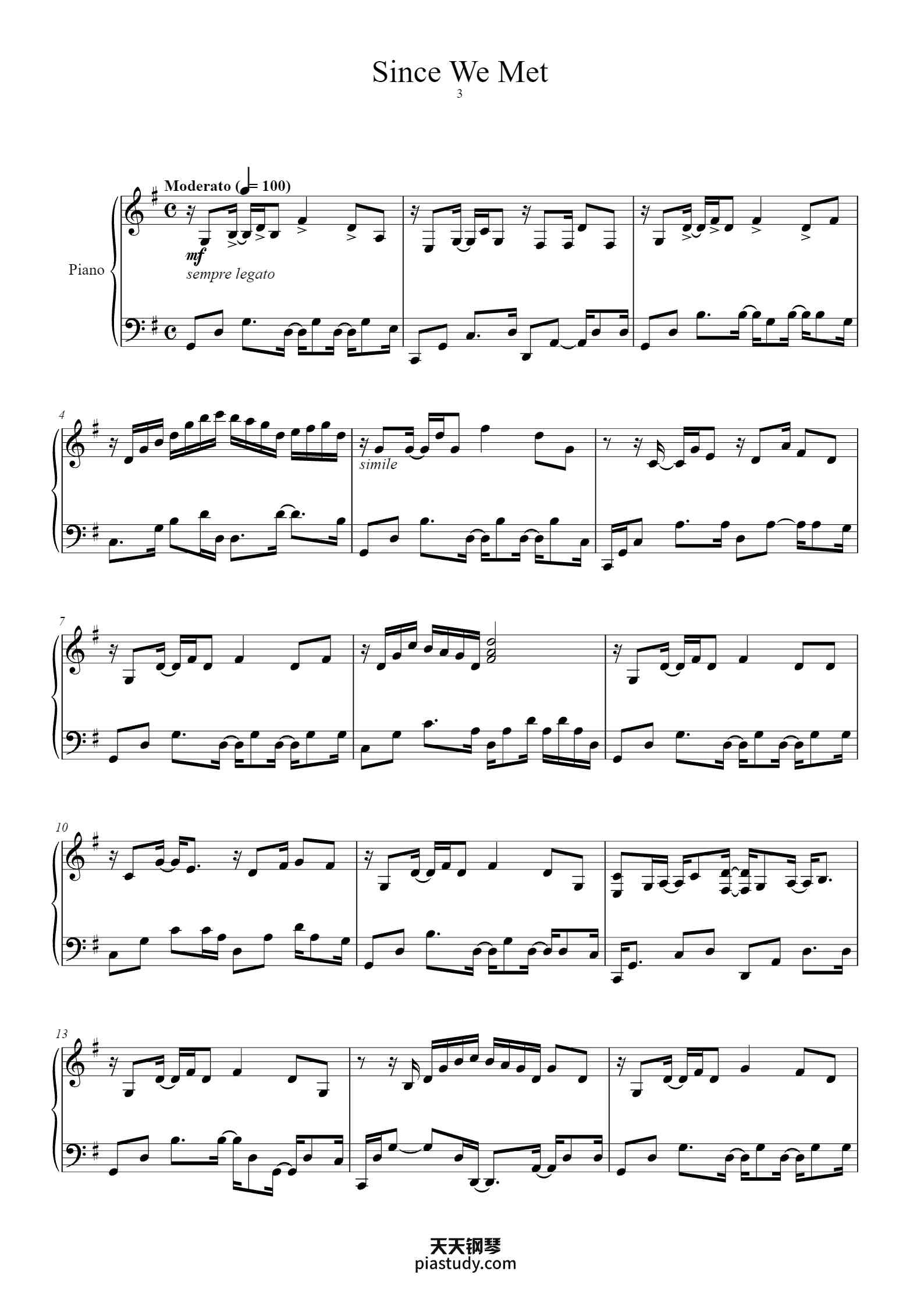 'Since We Met' - Piano Sheet Music By Jerry Martin (1965 – Present ...