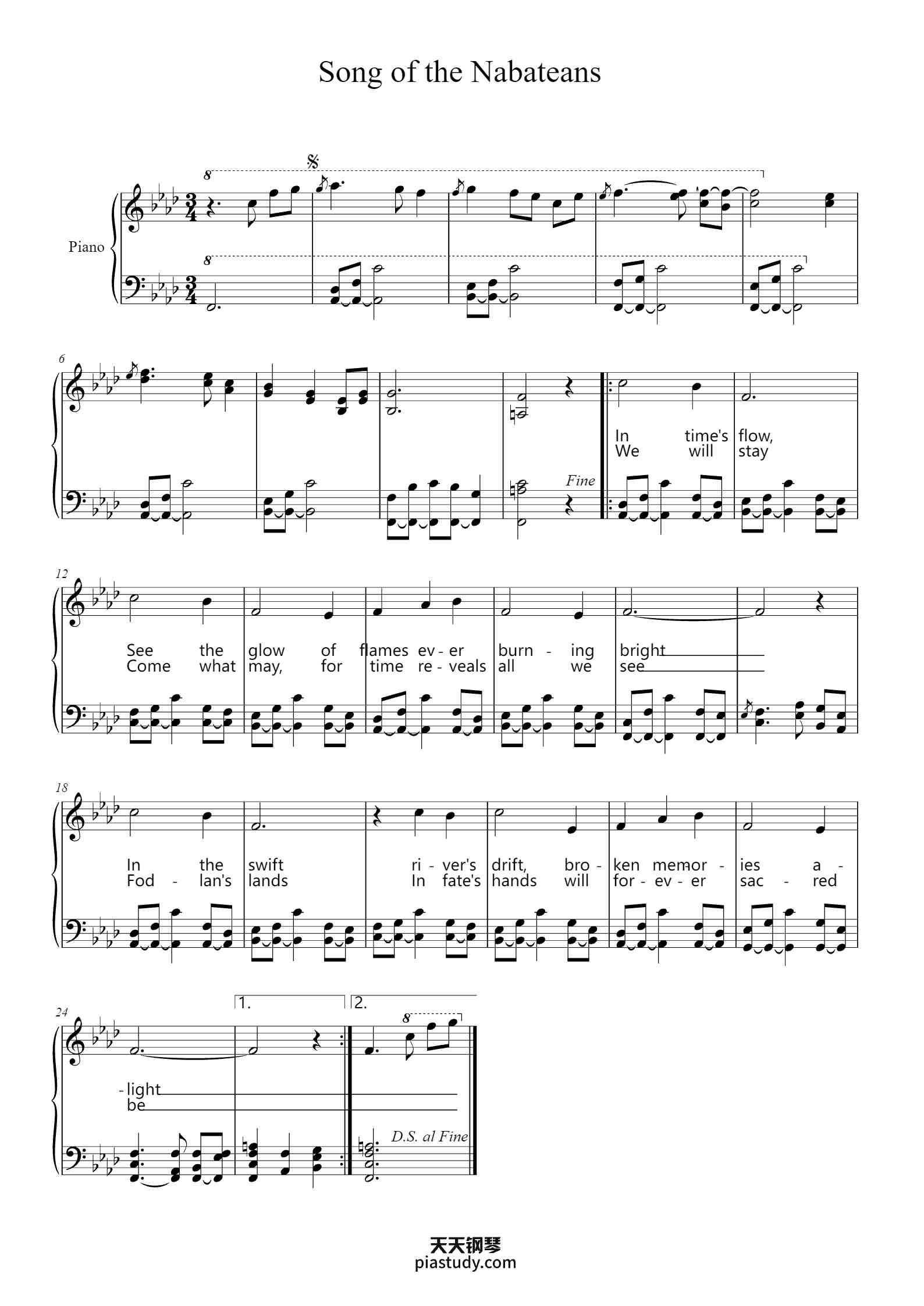 Song of the Nabateans钢琴谱 - Misc Computer Games - free piano sheet music ...