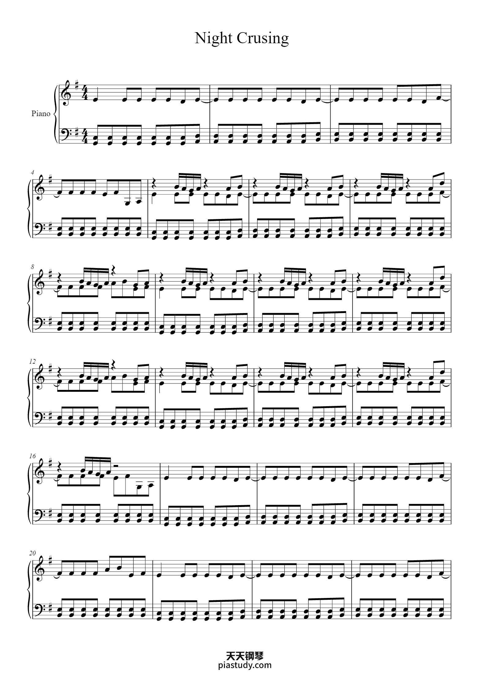 Night Crusing-牛尾憲輔 (agraph)钢琴谱 - 牛尾憲輔 (agraph) - free piano sheet music ...
