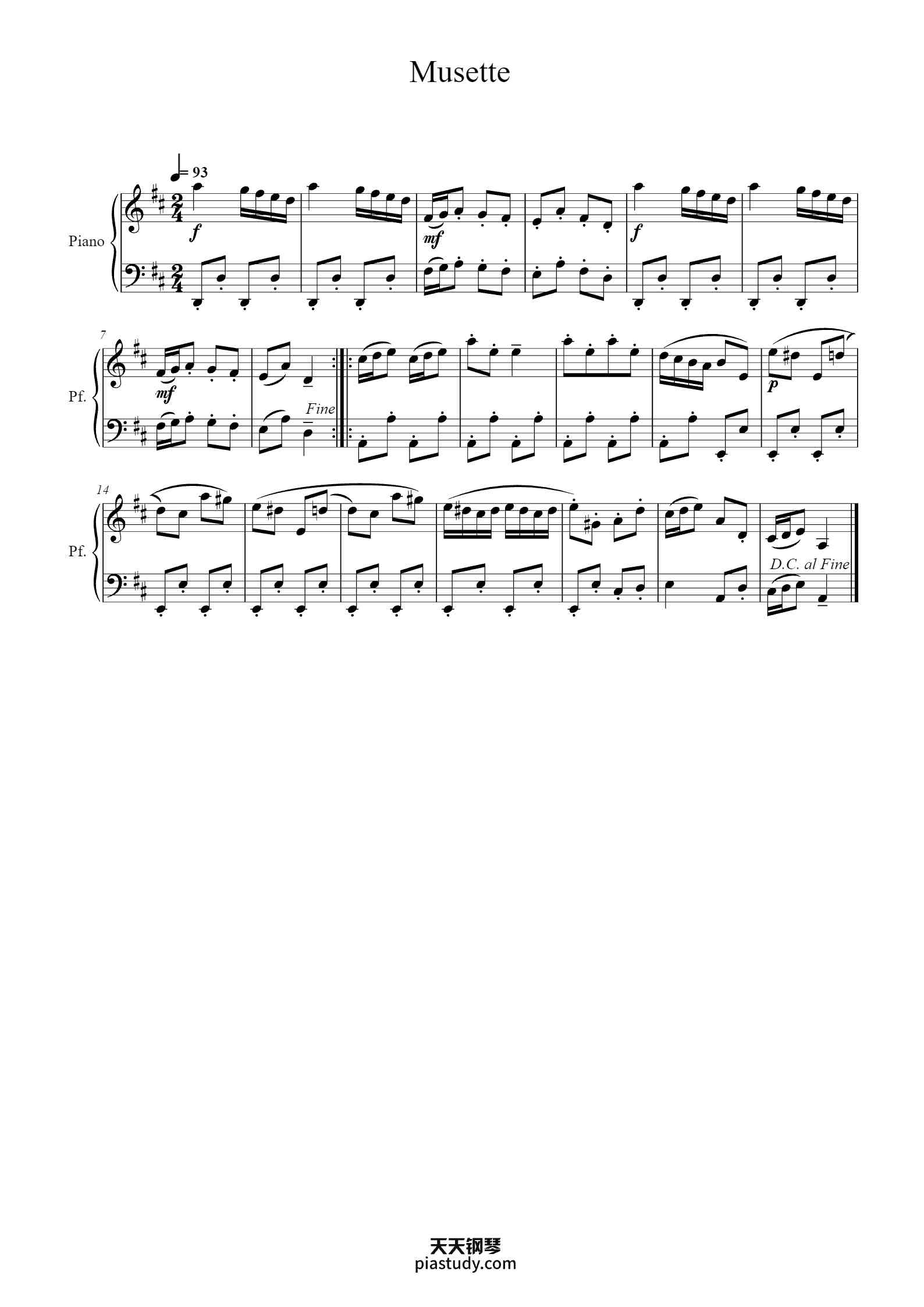 Musette in D Major, BWV Anh. 126钢琴谱 - Johann Sebastian Bach - free ...