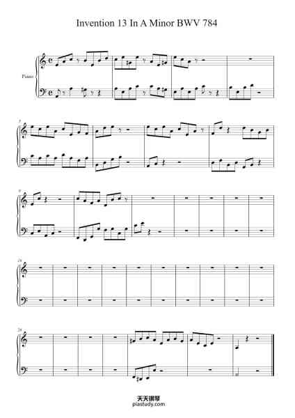 'Invention 13 In A Minor BWV 784' - Piano Sheet Music By Johann ...