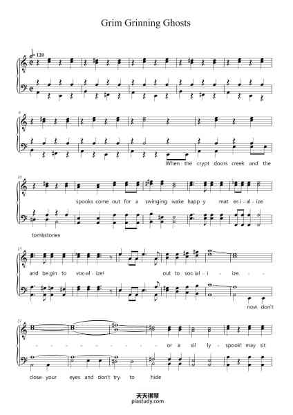 'Grim Grinning Ghosts' - Piano Sheet Music By Arr. Thwing | TOPiano