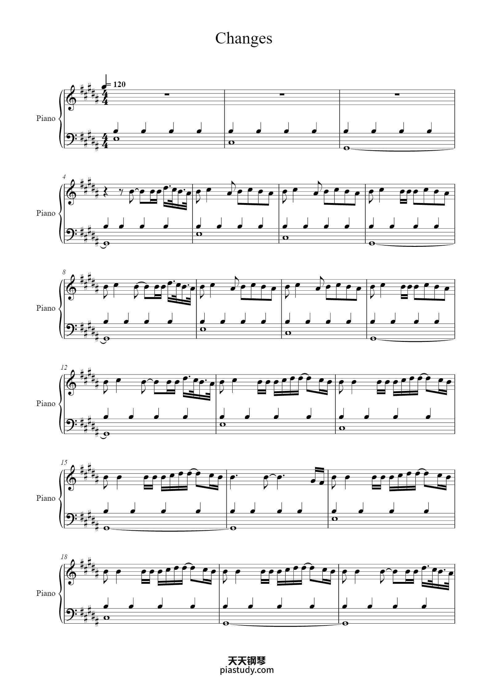 'Changes' - Piano Sheet Music By XXXTentacion | TOPiano