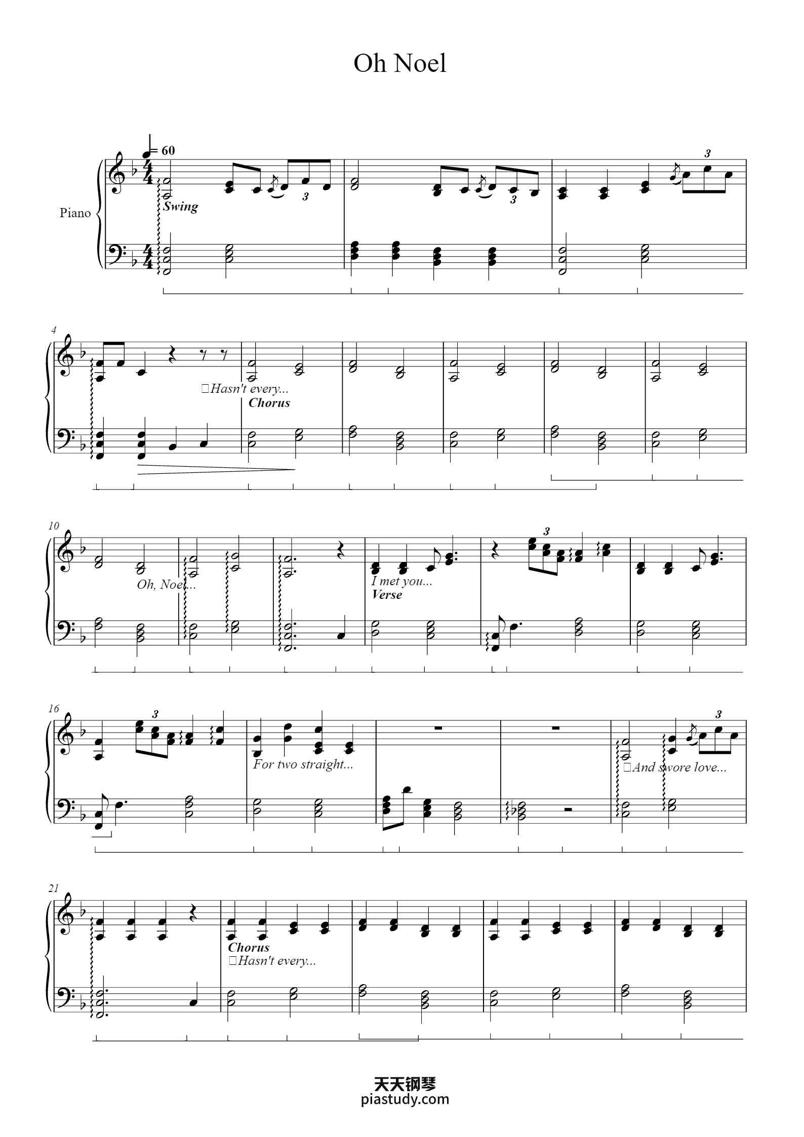 Oh Noel钢琴谱 - Tutckey - free piano sheet music - PiaNoproblem