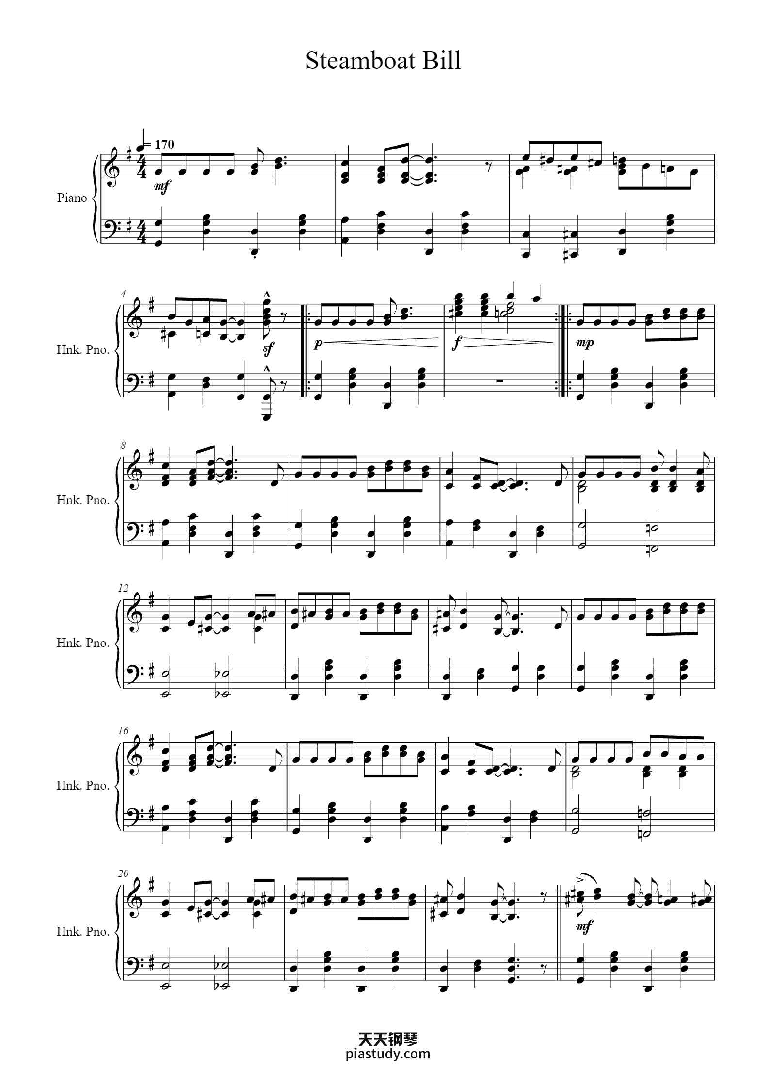 'Steamboat Bill, Jr.' - Piano Sheet Music By Leighton Brothers | TOPiano
