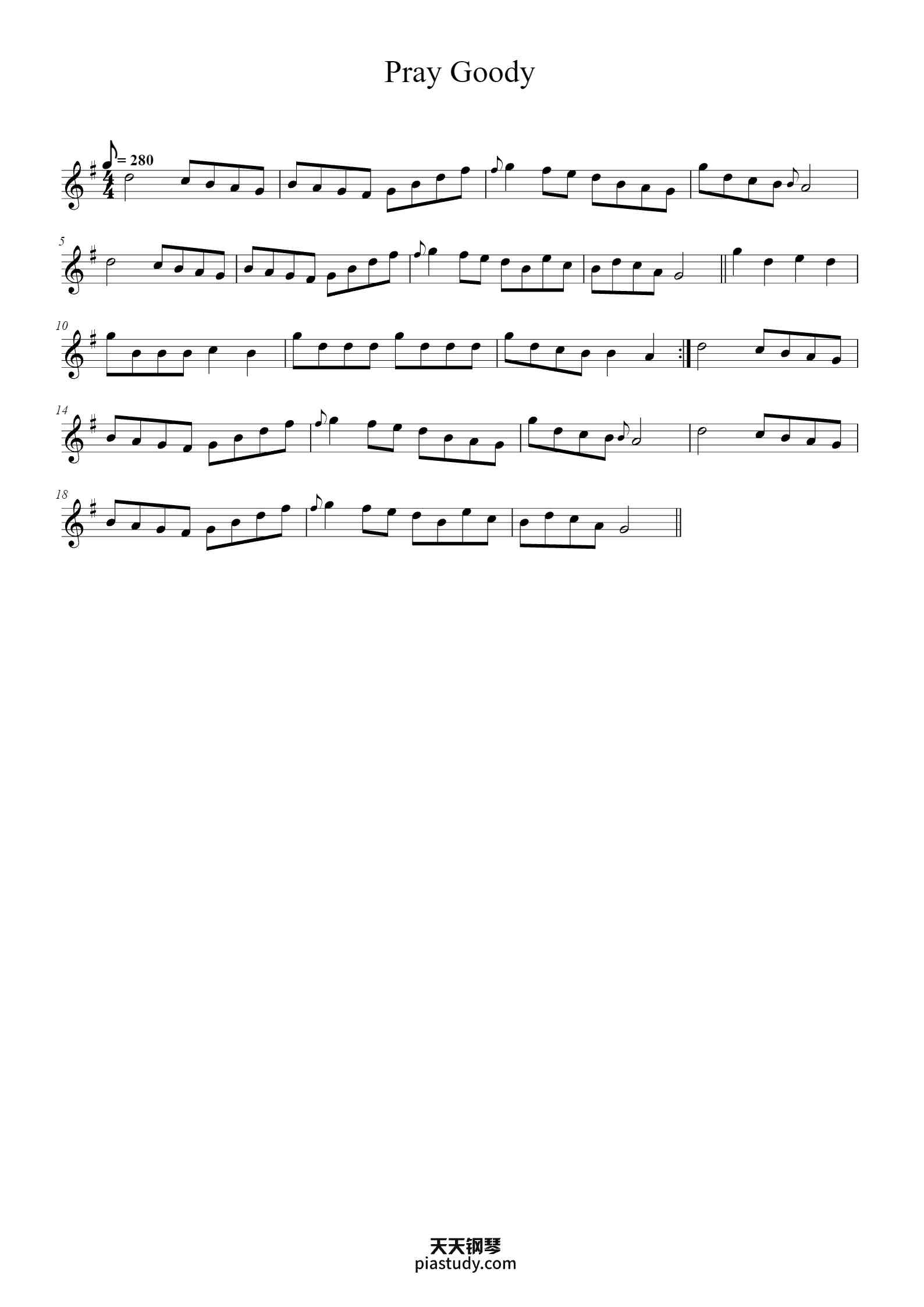 'Pray Goody' - Piano Sheet Music By Misc tunes | TOPiano