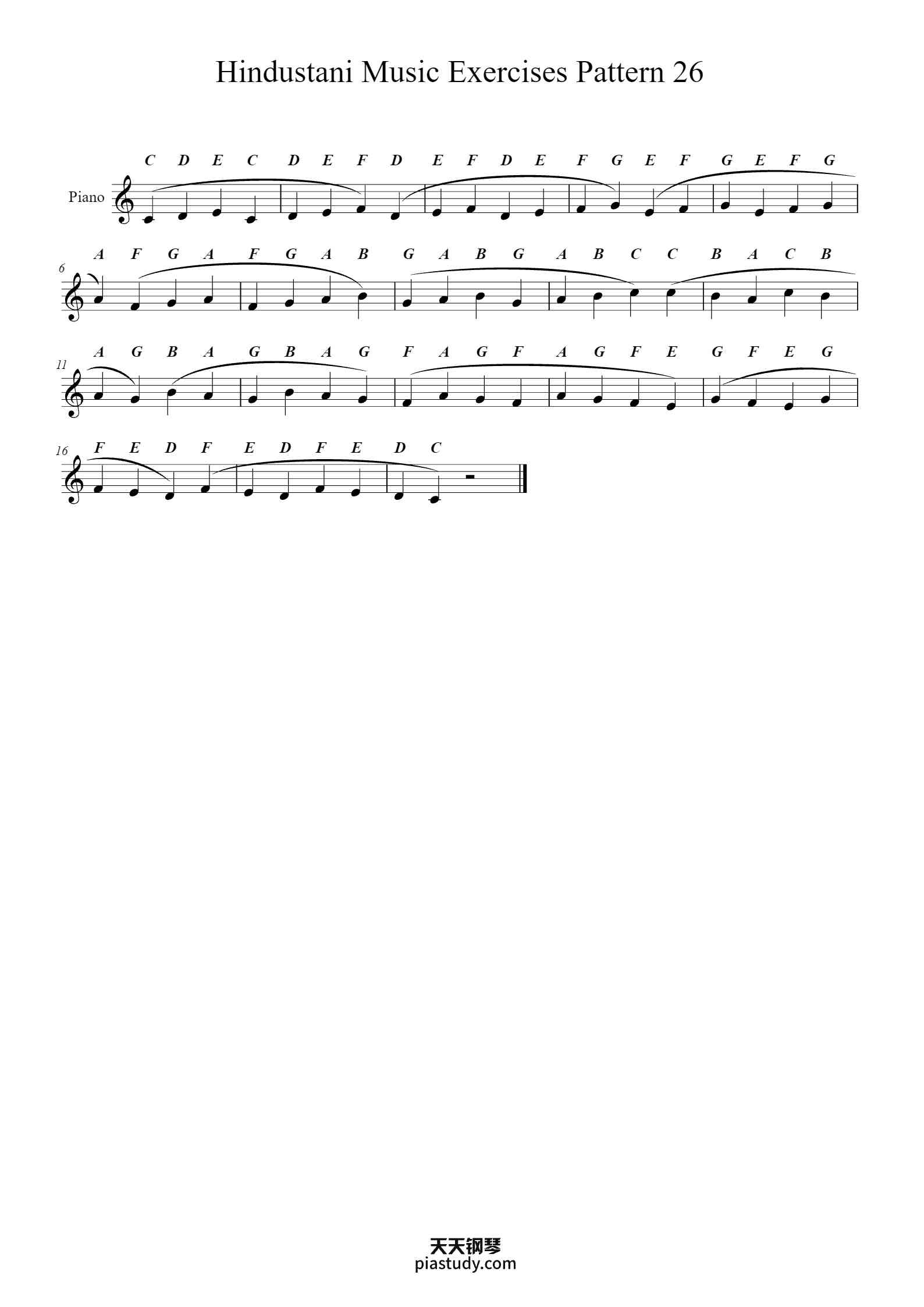 Hindustani Music Exercises Pattern 26钢琴谱 - Traditional - free piano ...