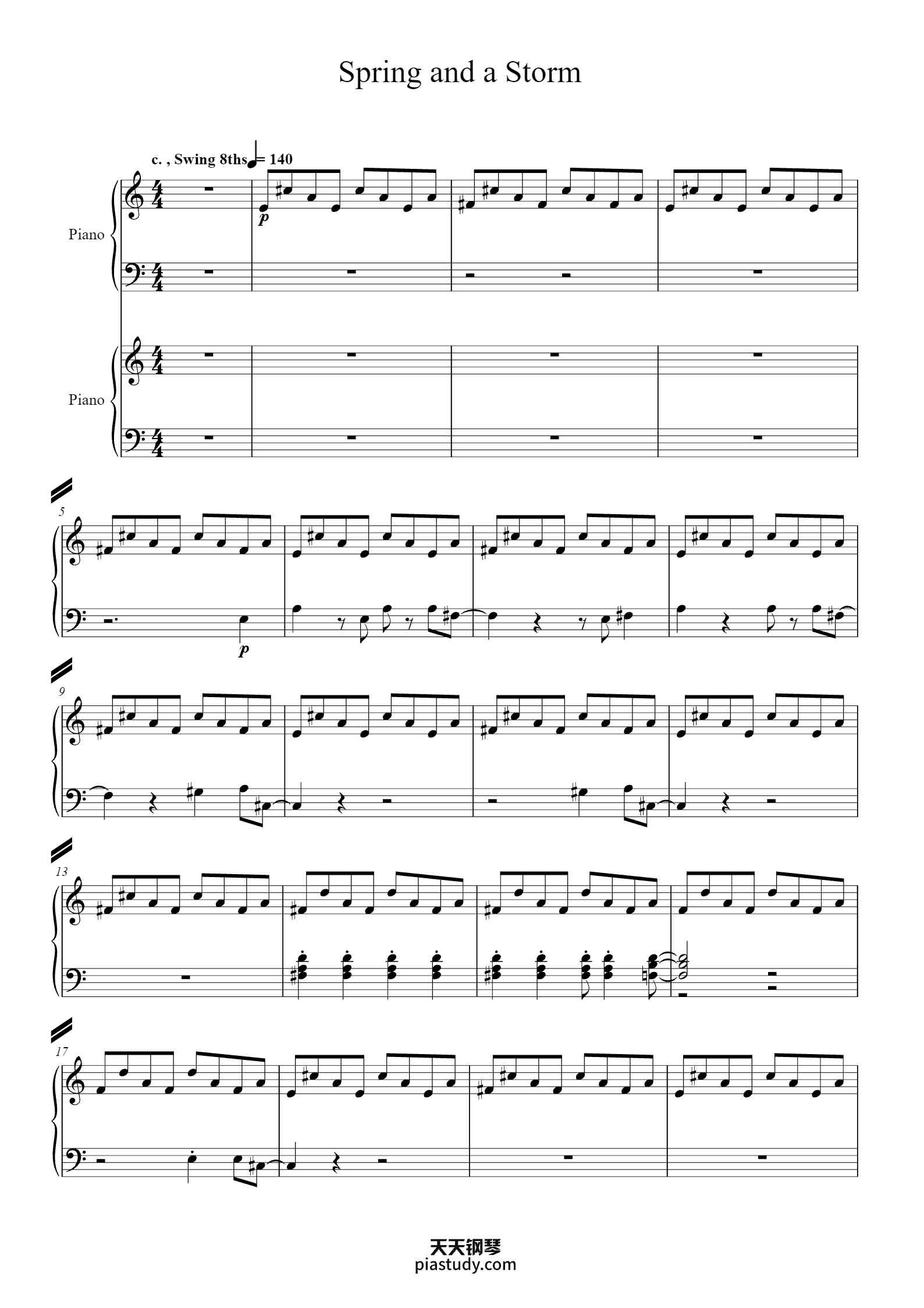Spring and a Storm钢琴谱 - Tally Hall - free piano sheet music - PiaNoproblem