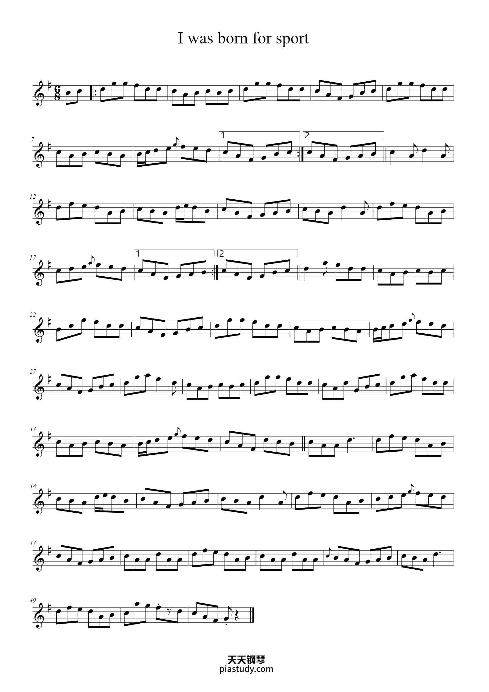 I was born for sport钢琴谱 - Peter_94 - free piano sheet music - PiaNoproblem