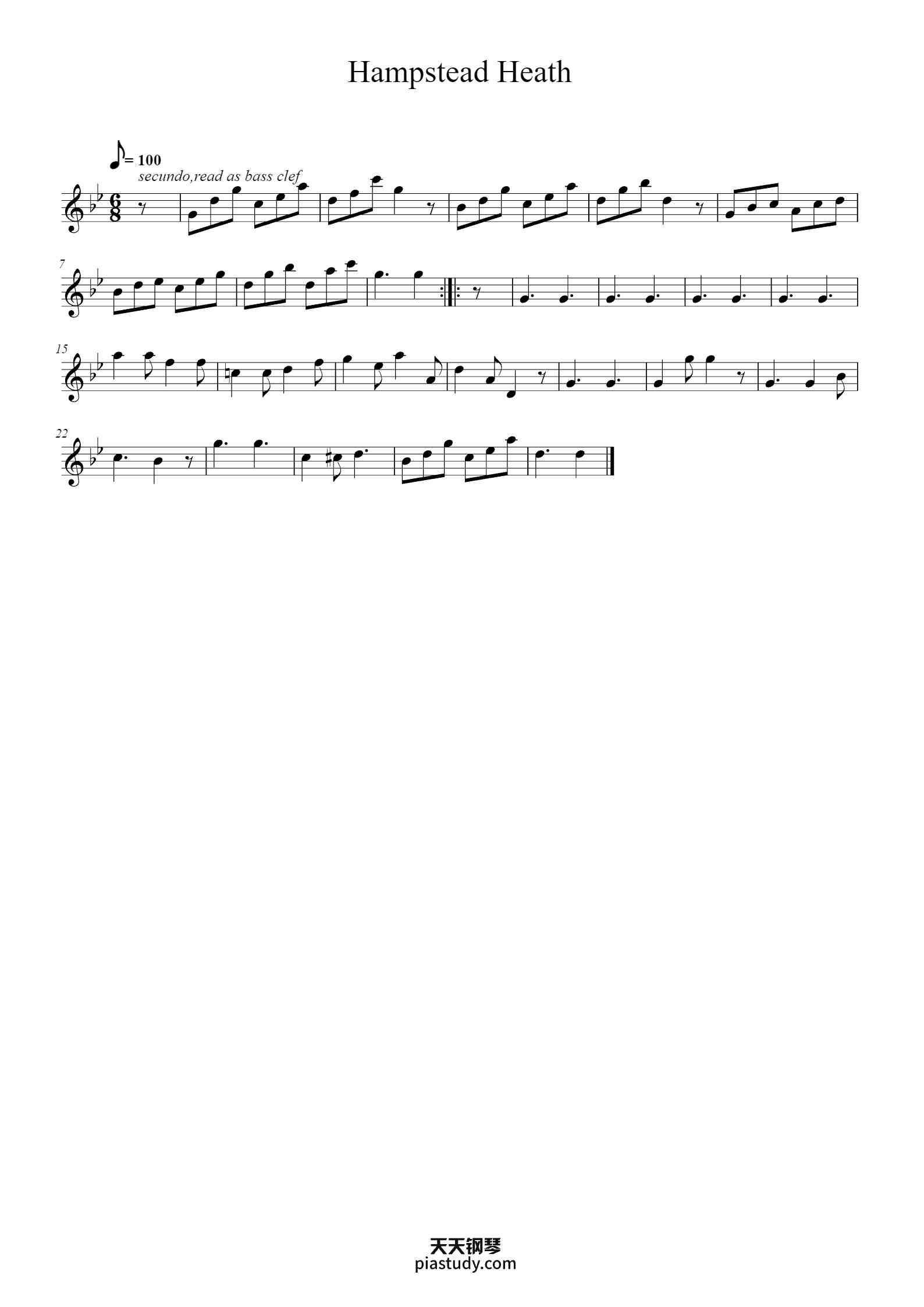'Hampstead Heath' - Piano Sheet Music By xxx | TOPiano