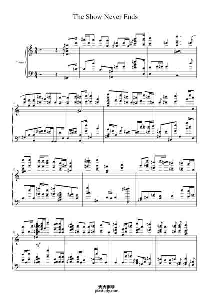 'The Show Never Ends' - Piano Sheet Music By xxx | TOPiano