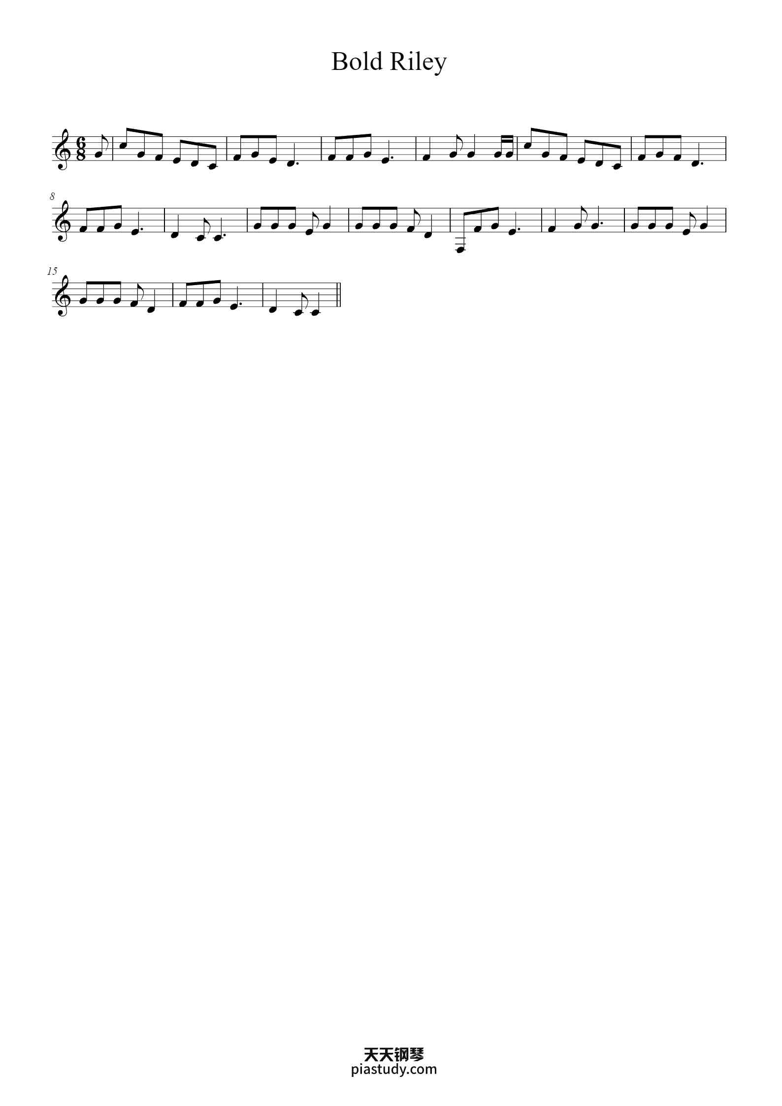 'Bold Riley' - Piano Sheet Music By xxx | TOPiano