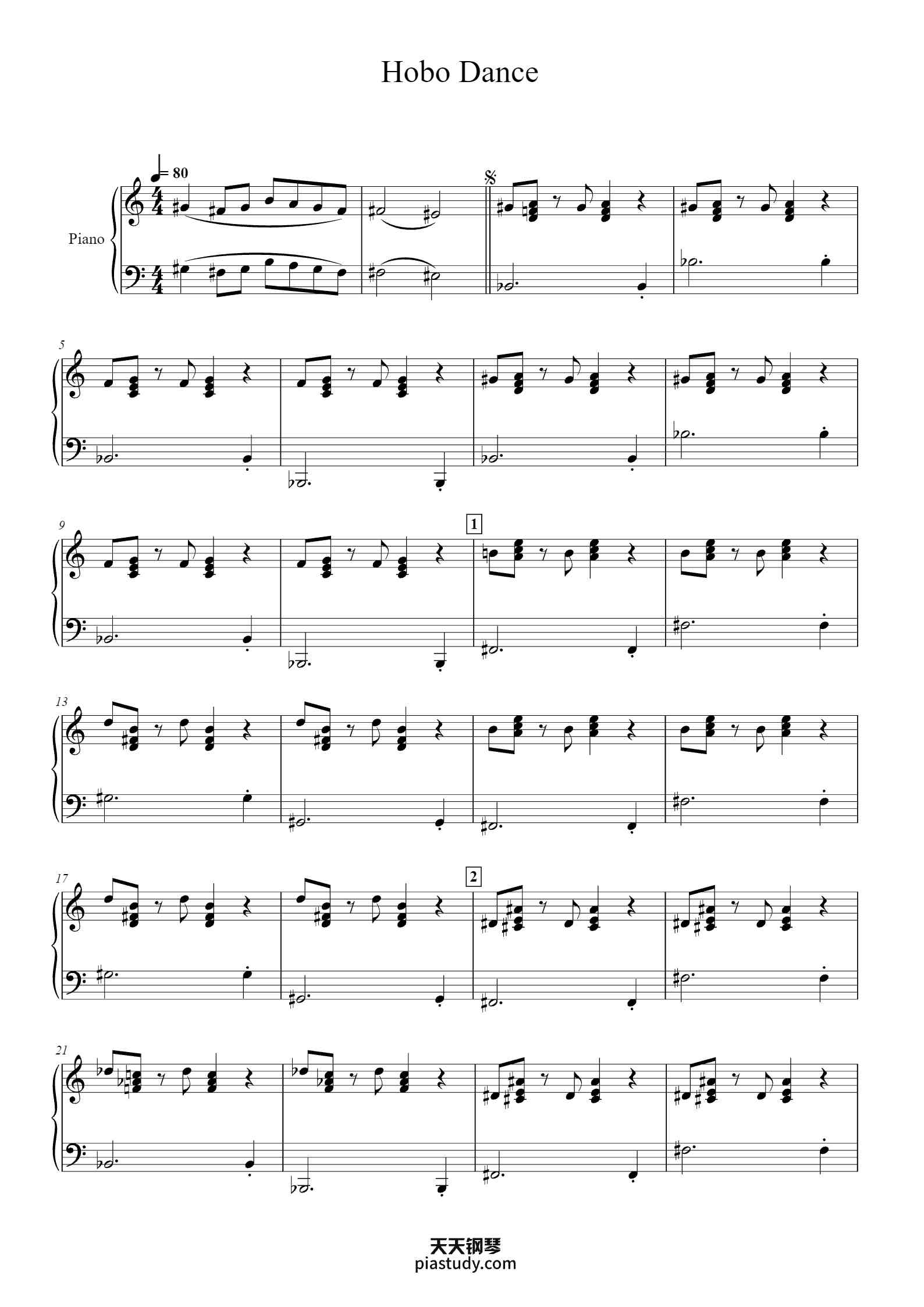 Hobo Dance钢琴谱 - S. M. Kudlo - free piano sheet music - PiaNoproblem