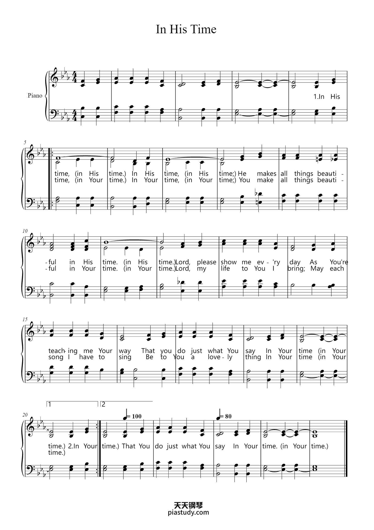 'In His Time' - Piano Sheet Music By Diane Ball | TOPiano