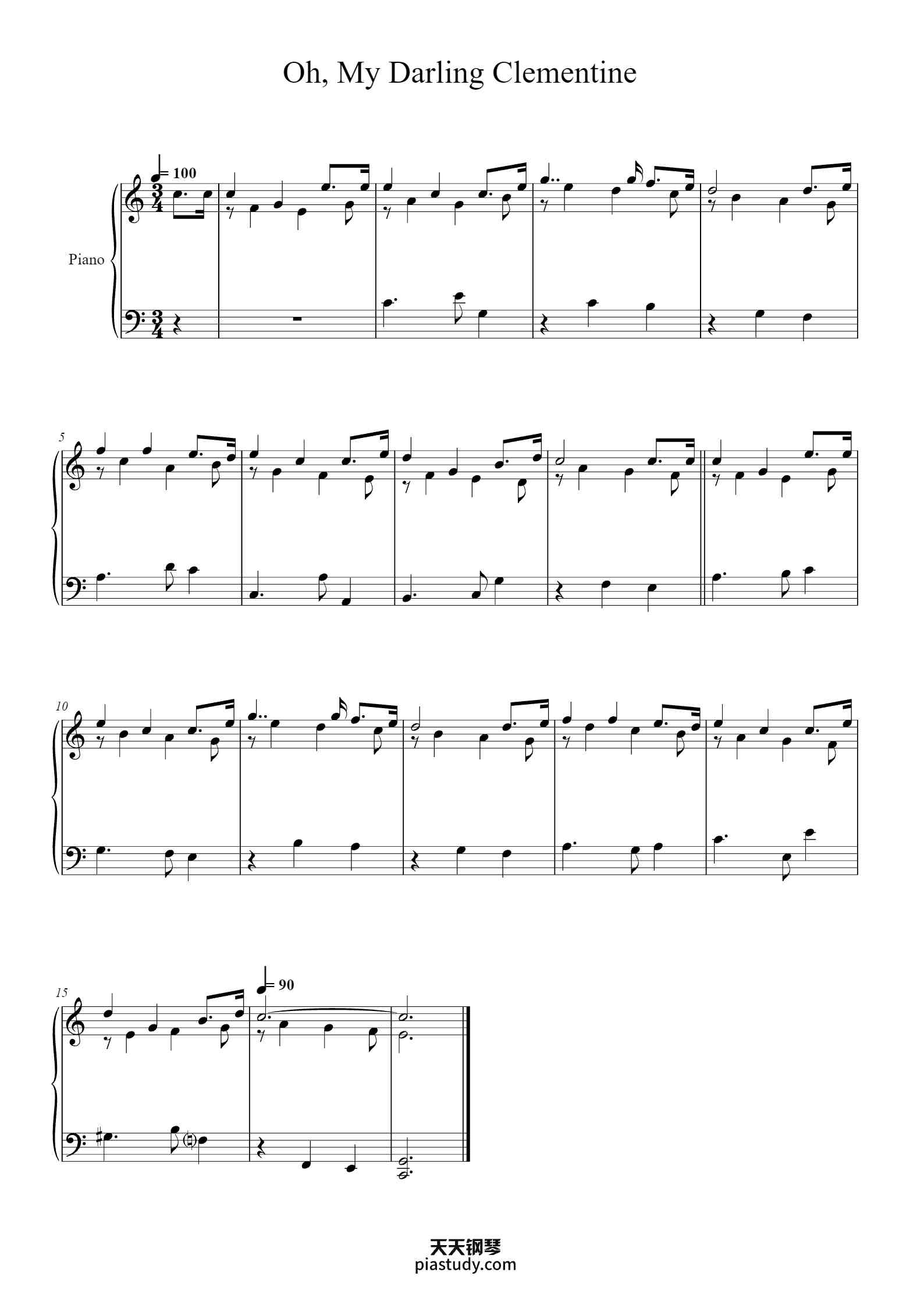 'Oh, My Darling Clementine' - Piano Sheet Music By Percy Montrose | TOPiano