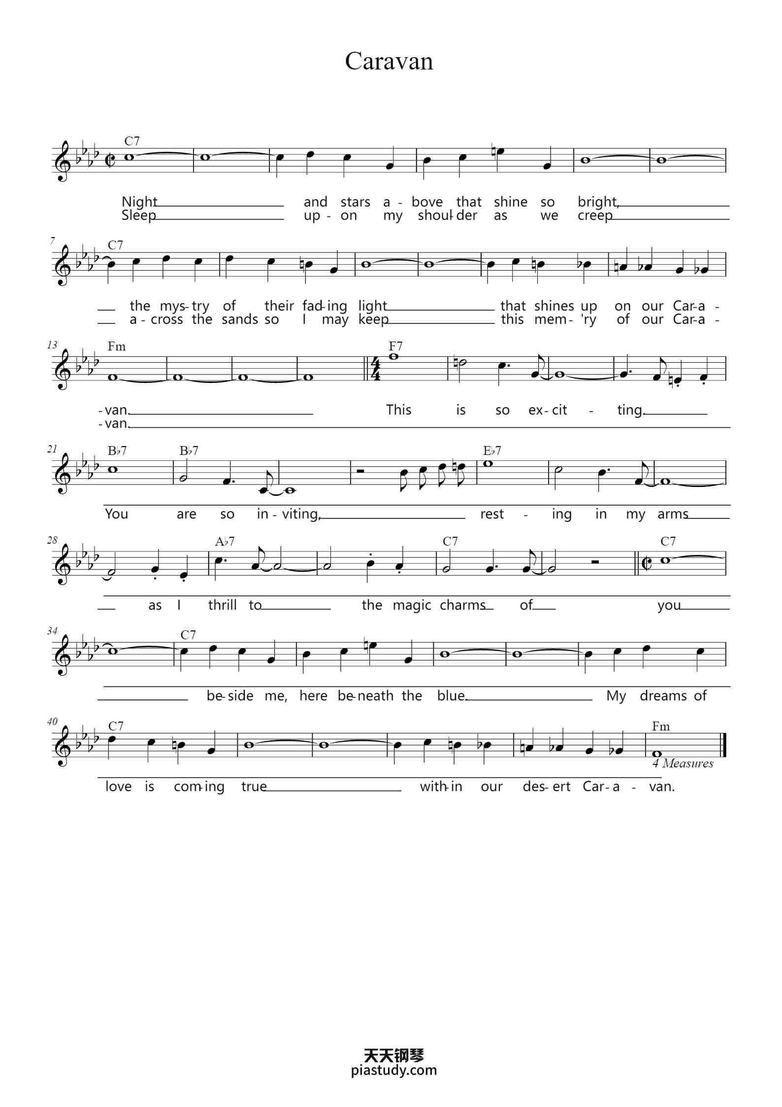 'Caravan' - Piano Sheet Music By Duke Ellington & Juan Tizol - 1936 ...