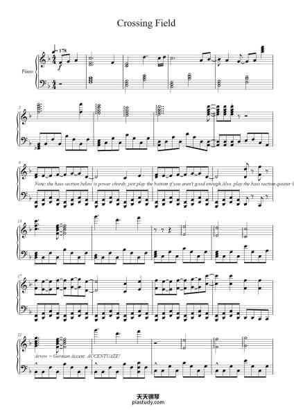 'Crossing Field' - Piano Sheet Music By Arranged by: King_JMS_1 | TOPiano