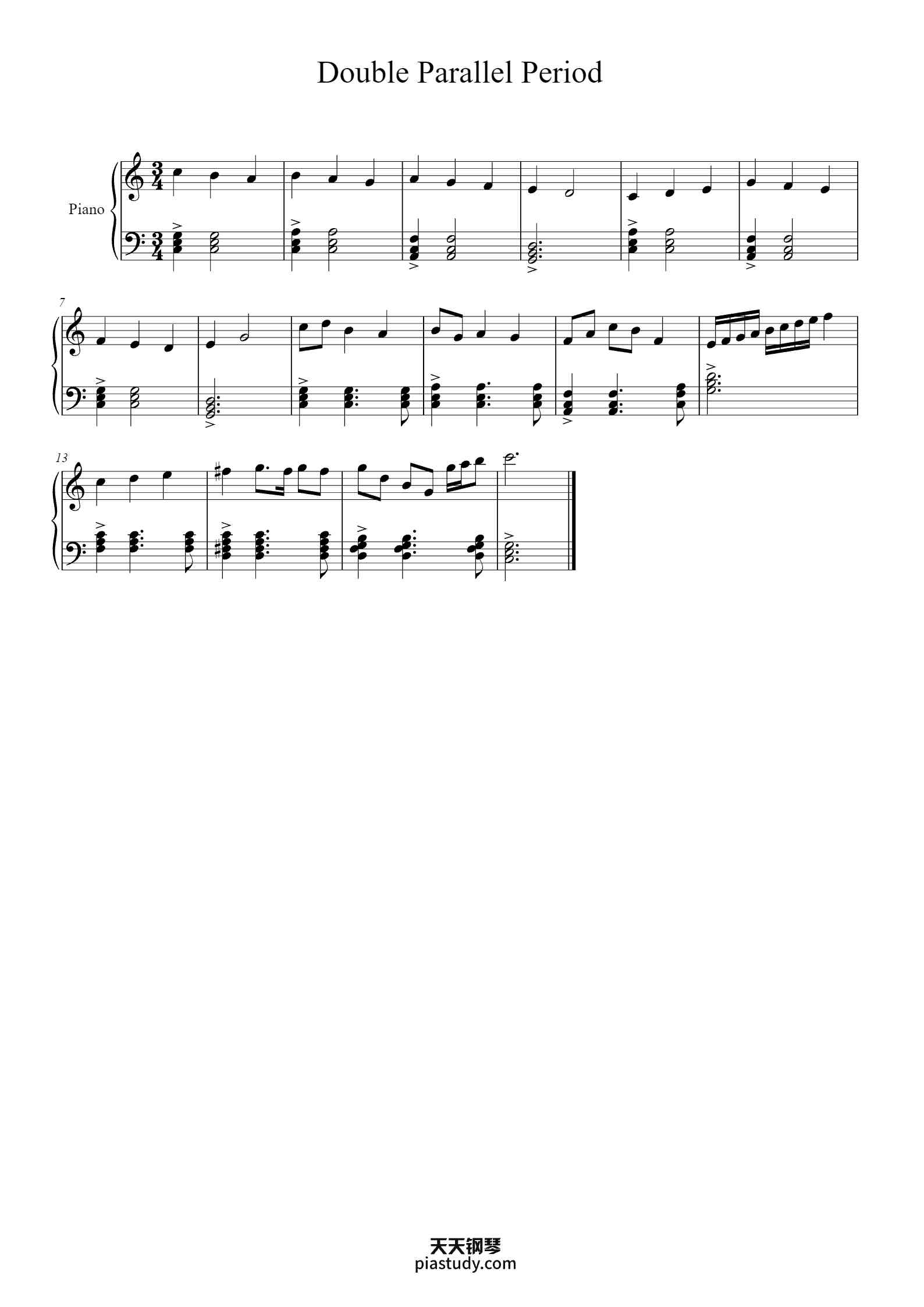 Double Parallel Period钢琴谱 - - free piano sheet music - PiaNoproblem