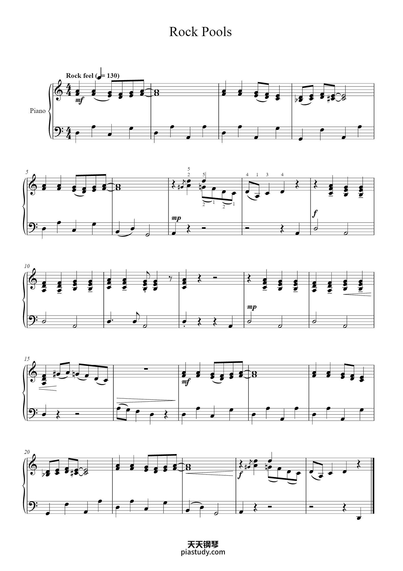 'Rock Pools' - Piano Sheet Music By Sarah Watts | TOPiano