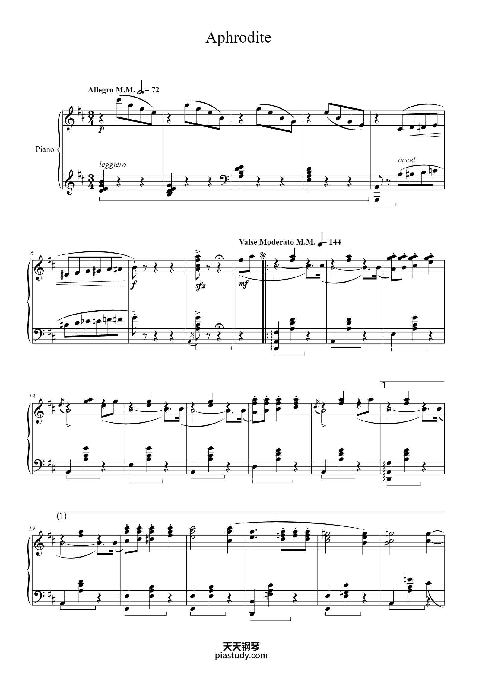 'Aphrodite' - Piano Sheet Music By R. S. STOUGHTON | TOPiano