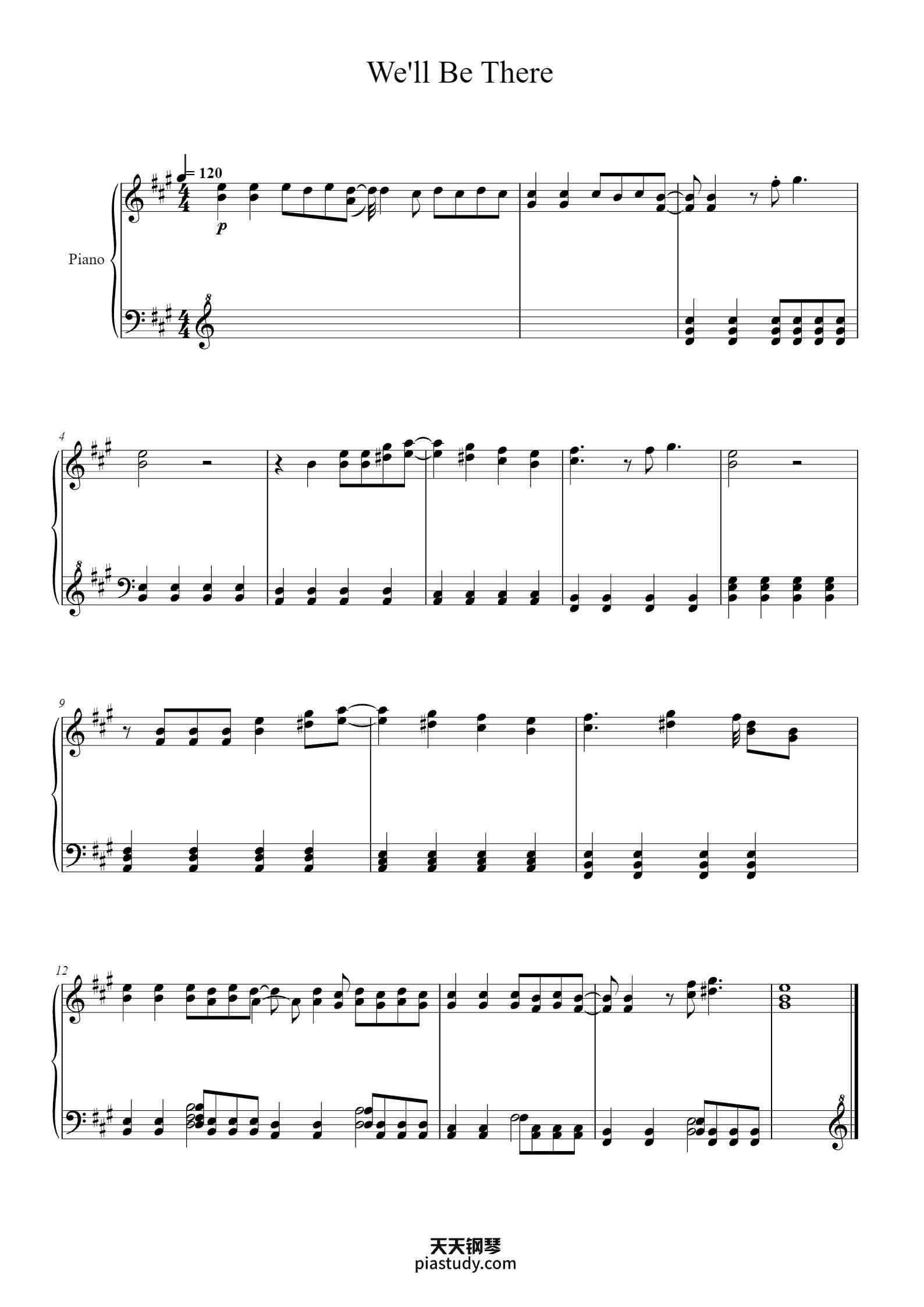 'We Bare Bears Intro - We'll Be There' - Piano Sheet Music By ...