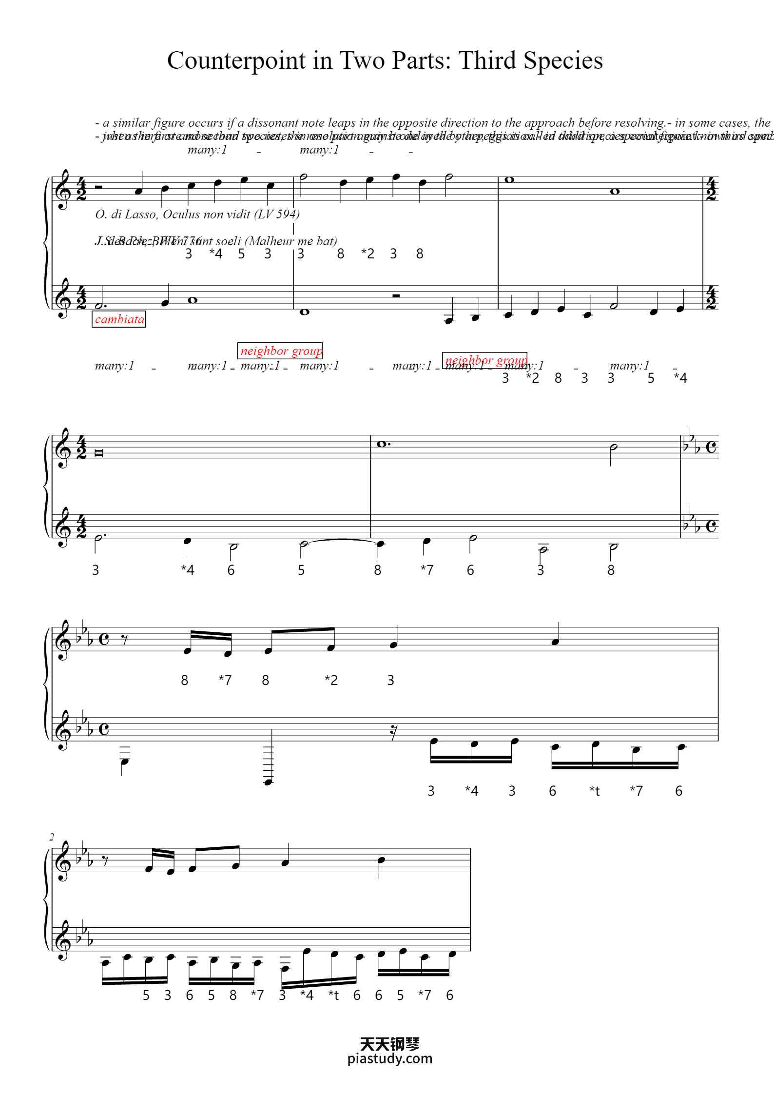 Counterpoint in Two Parts: Third Species钢琴谱 - - free piano sheet music ...