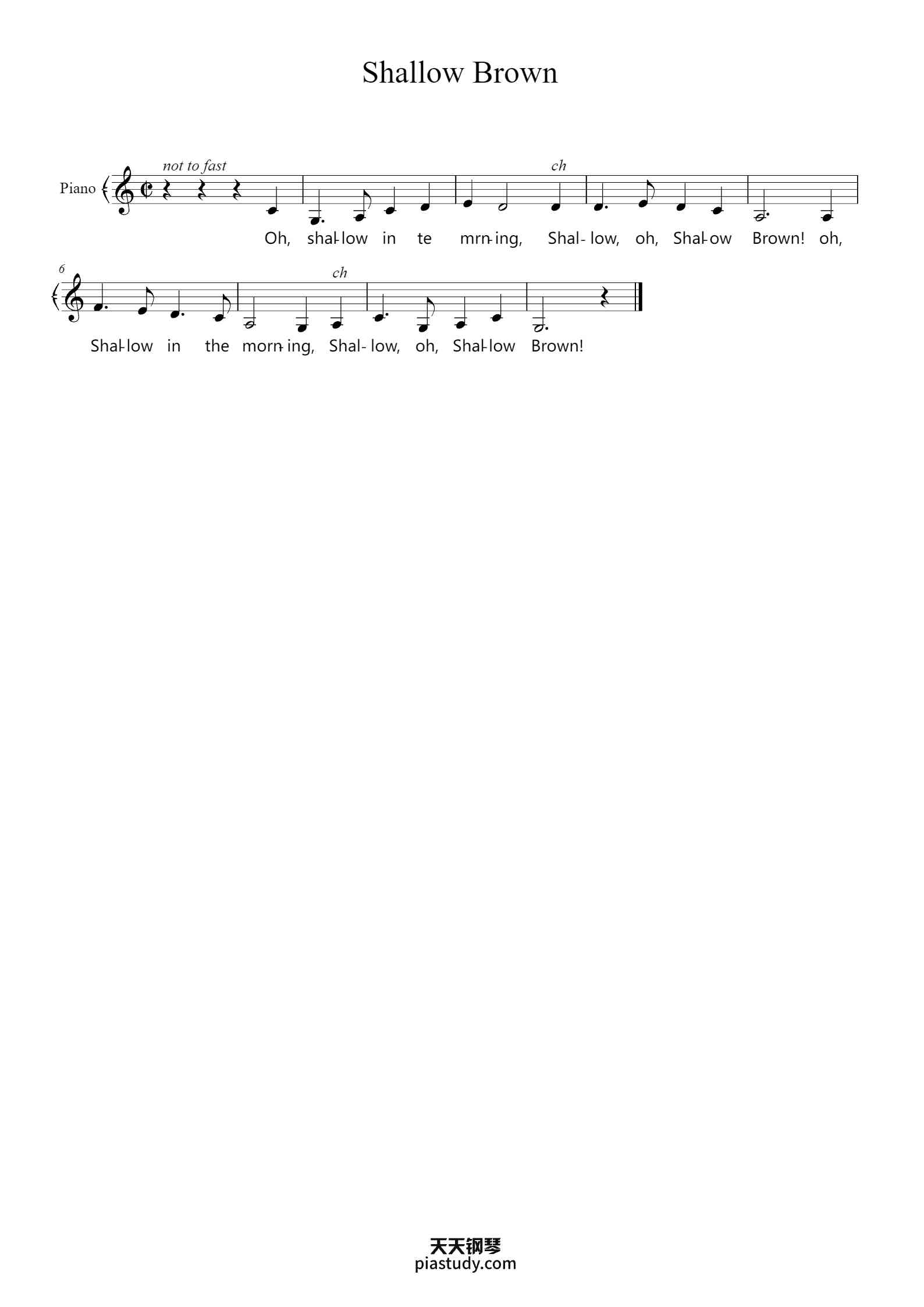 Shallow Brown钢琴谱 - Unknown - free piano sheet music - PiaNoproblem