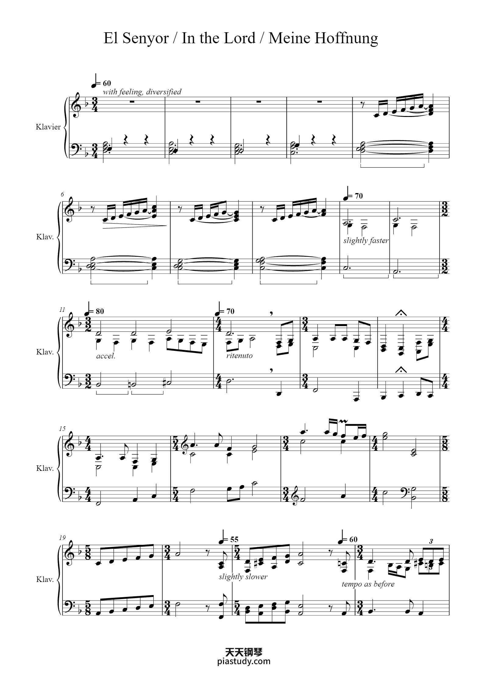 El Senyor / In the Lord / Meine Hoffnung (Taizé)钢琴谱 - J. Berthier ...